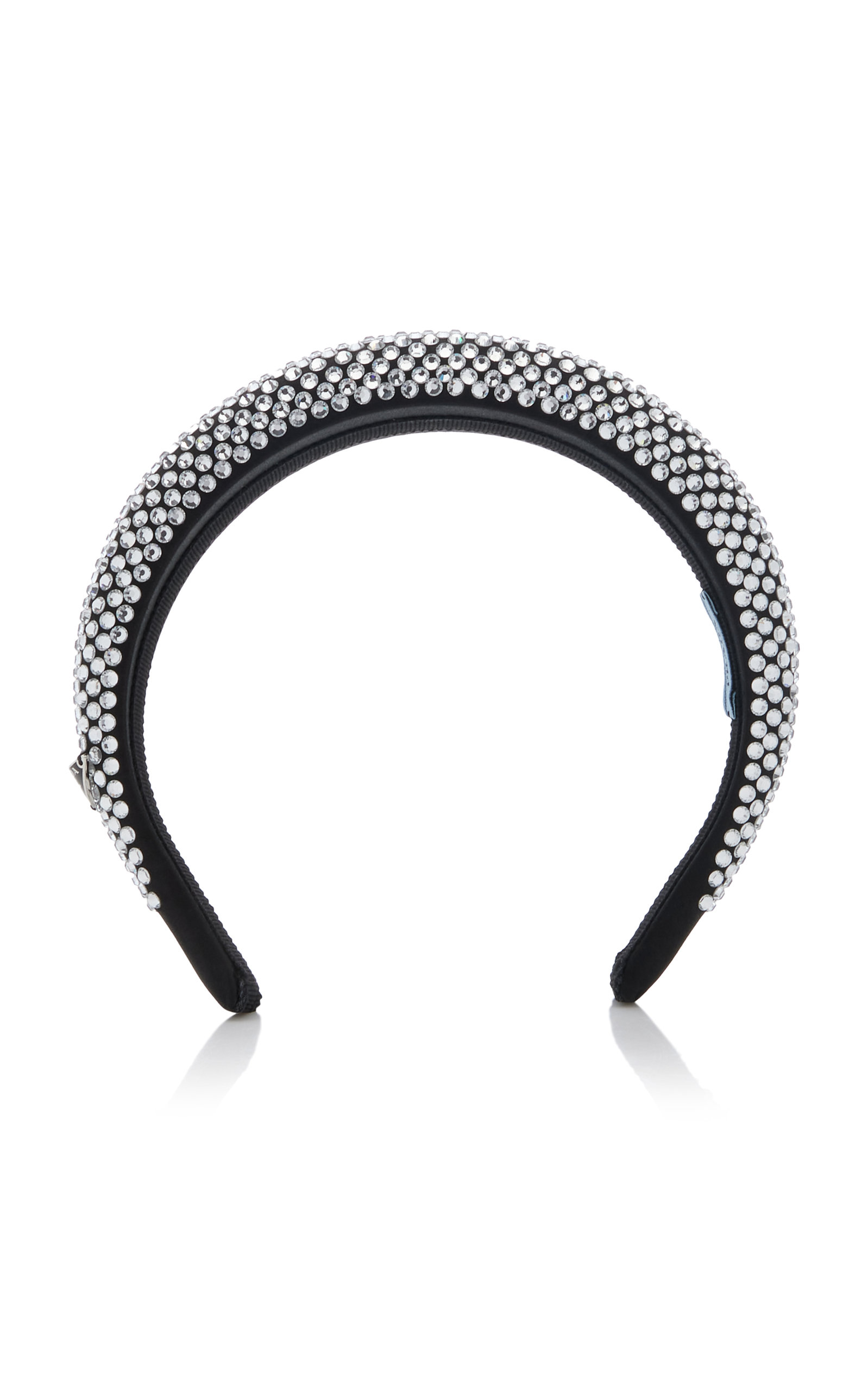 Prada Crystal-Embellished Satin Maxi Headband Os - Silver  display picture 2