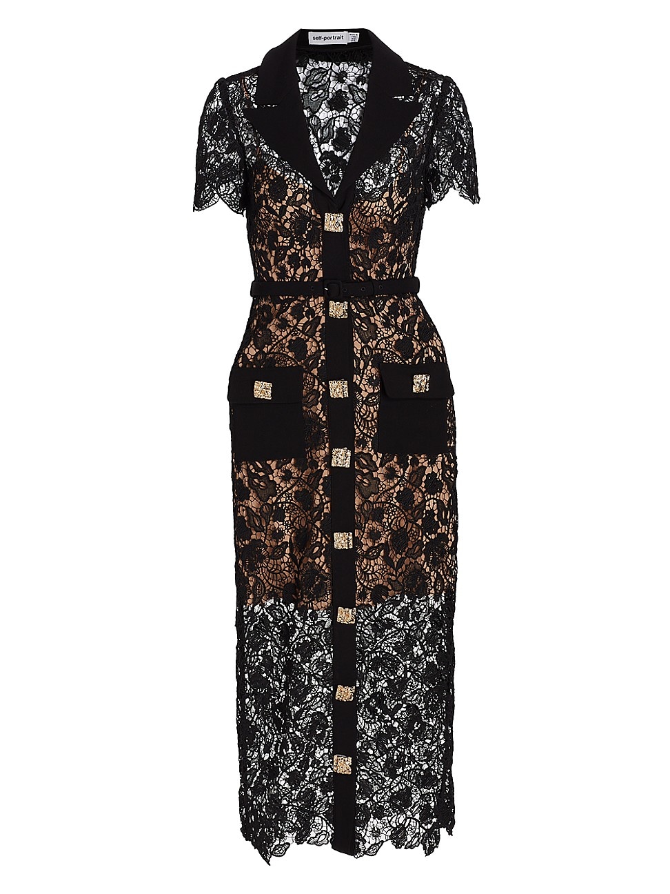Self-Portrait Magnolia Lace Midi-Dress In Black - 50% Off