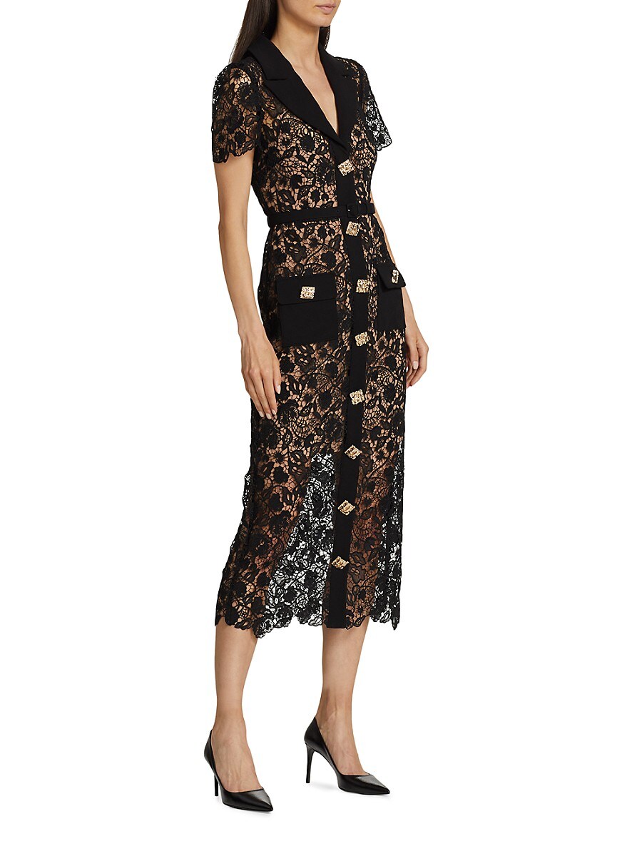 Self-Portrait Magnolia Lace Midi-Dress In Black - 50% Off