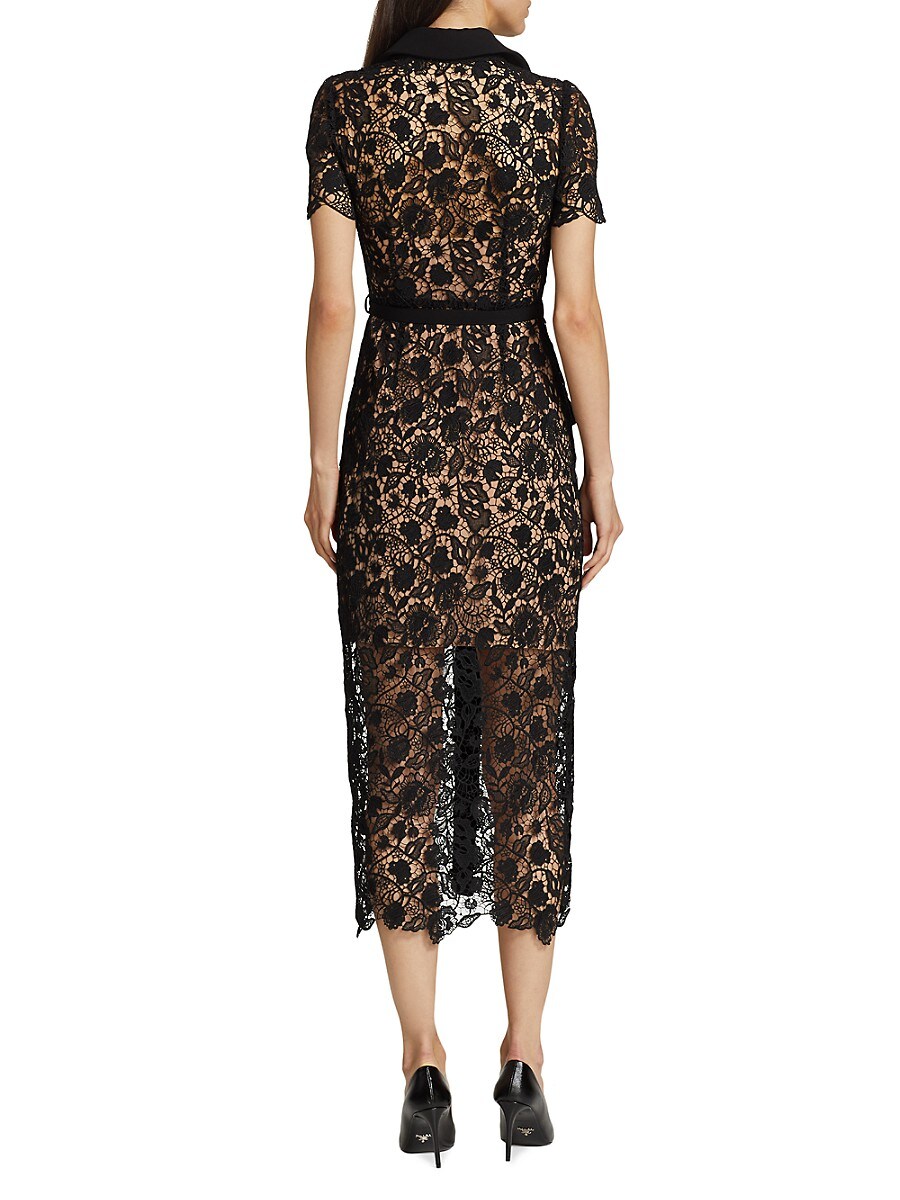 Self-Portrait Magnolia Lace Midi-Dress In Black - 50% Off