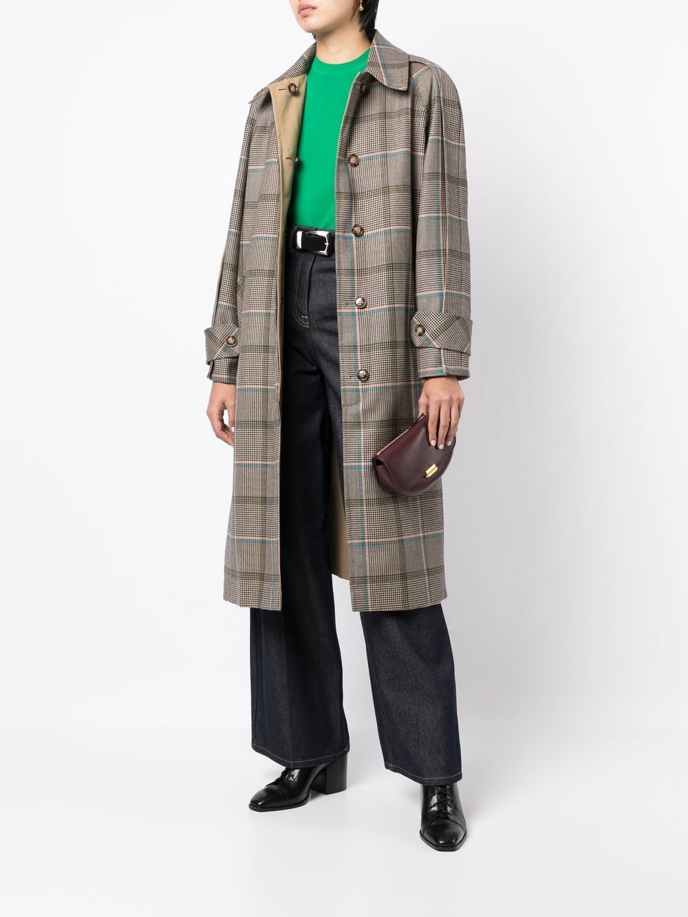 VICTORIA BECKHAM Victoria Beckham Reversible Single-Breasted Checked Virgin Wool Coat