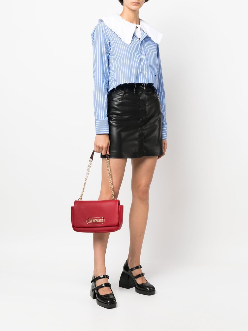 MOSCHINO Love Moschino Logo Embellished Shoulder Bag