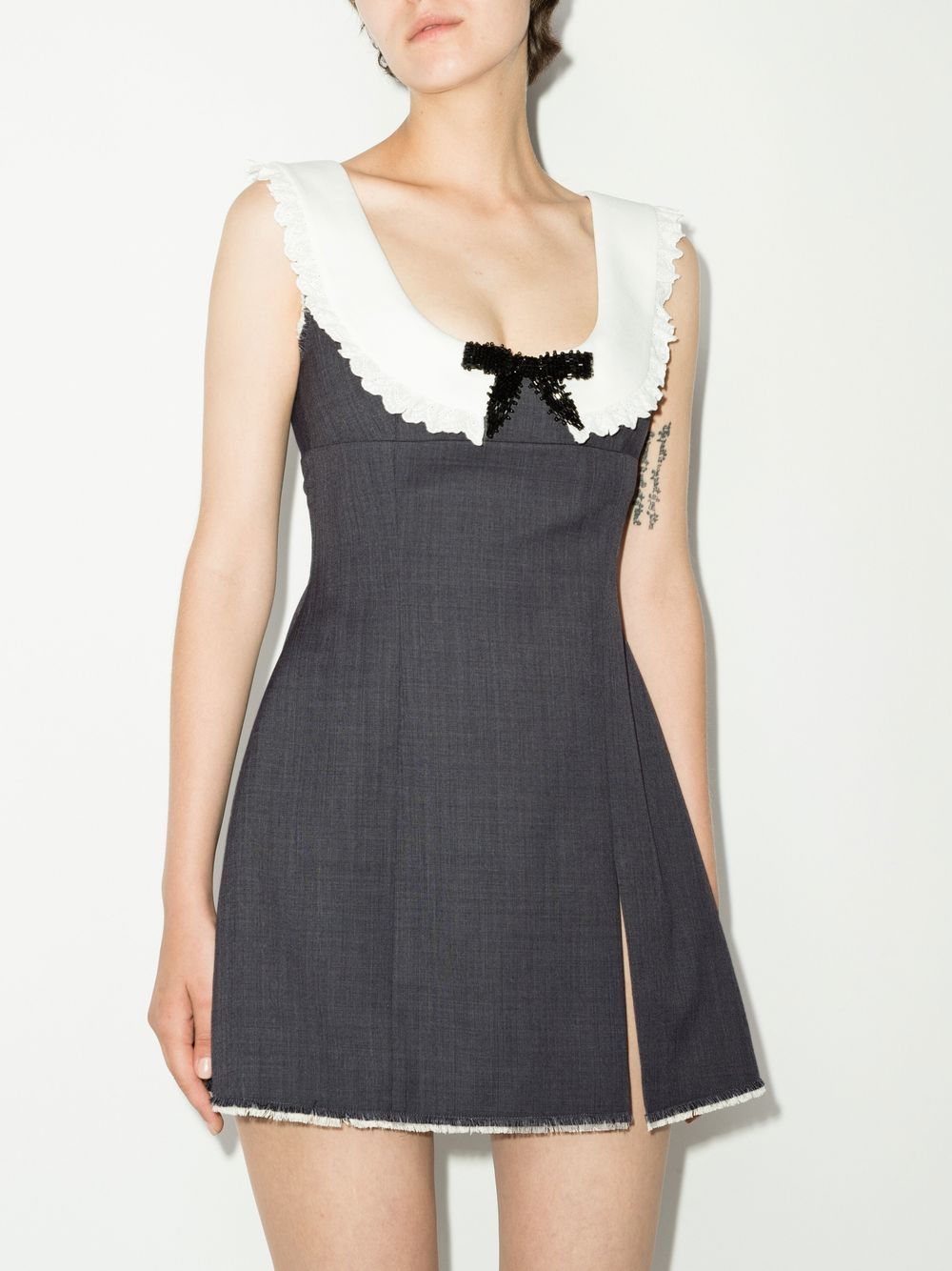 Shushu/Tong Bow-Detail Sleeveless Dress - Grey | Editorialist