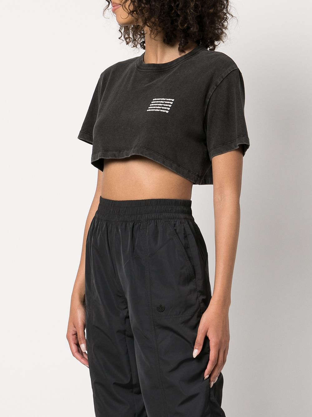 Alexander Wang Acid-Wash Crop T-Shirt - Grey | Editorialist