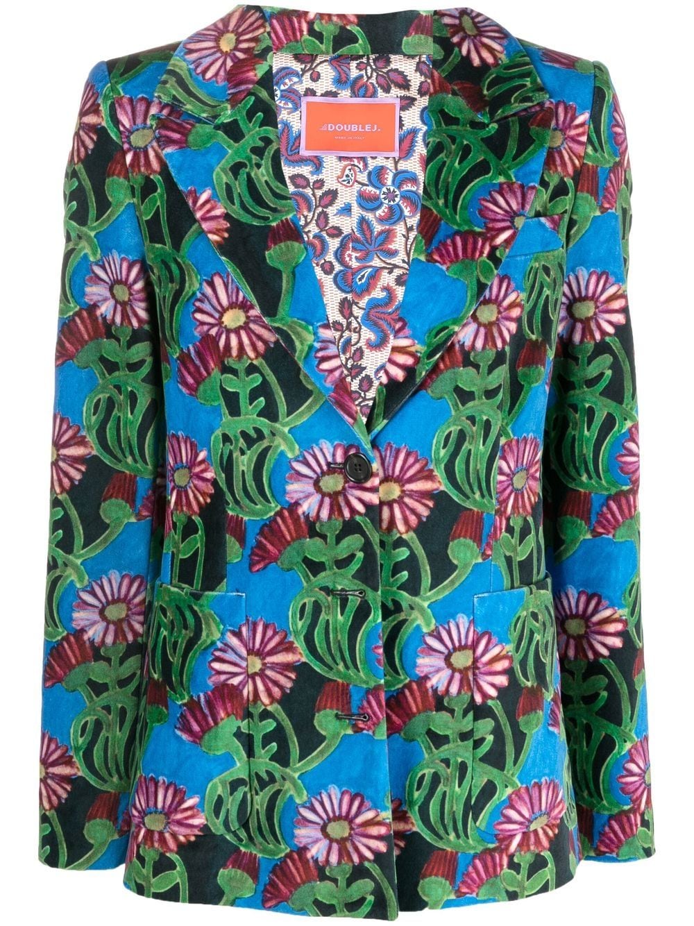 LA DOUBLEJ La DoubleJ Floral-Print Single-Breasted Blazer