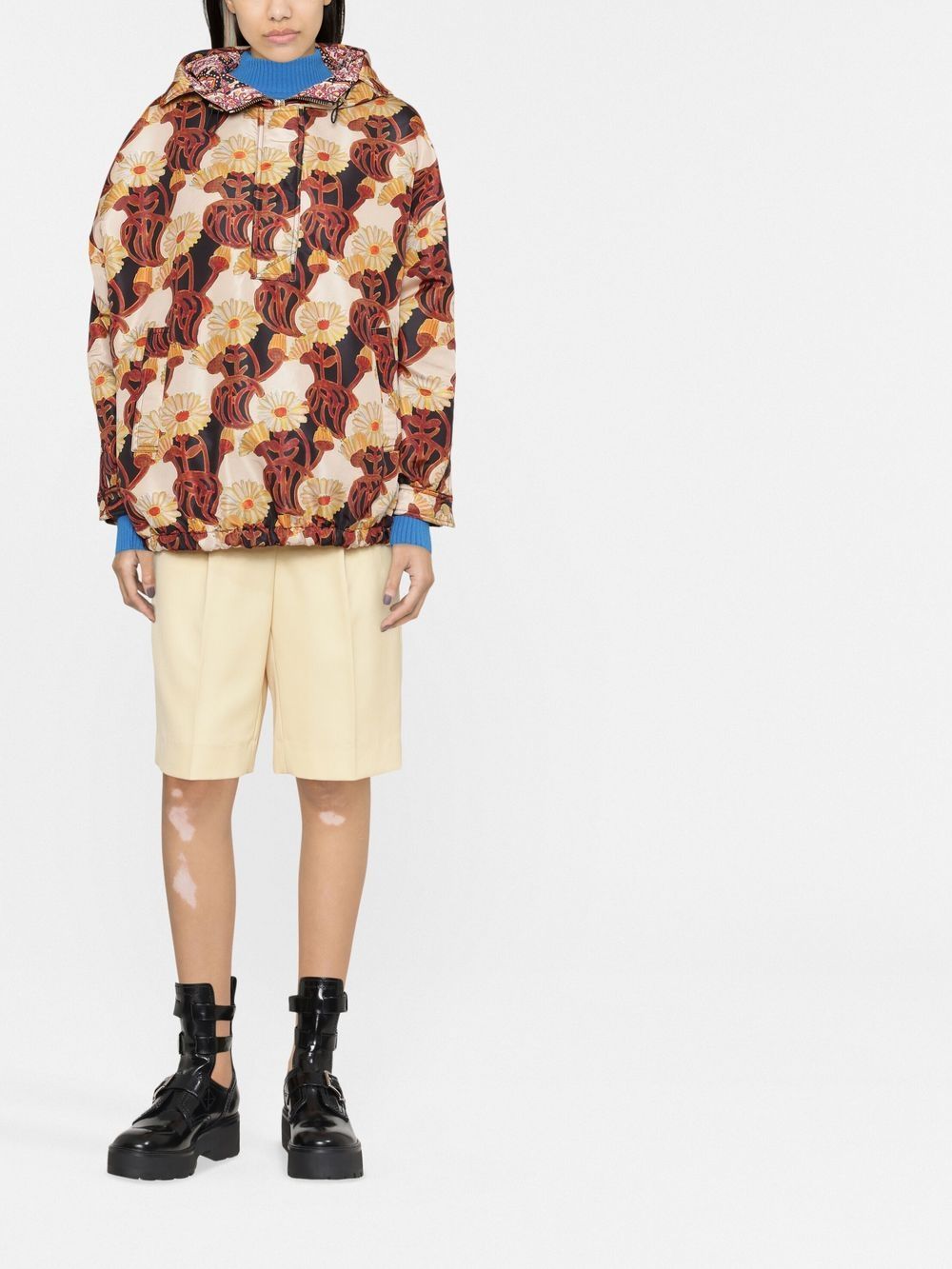 LA DOUBLEJ La DoubleJ Floral Print Hooded Jacket