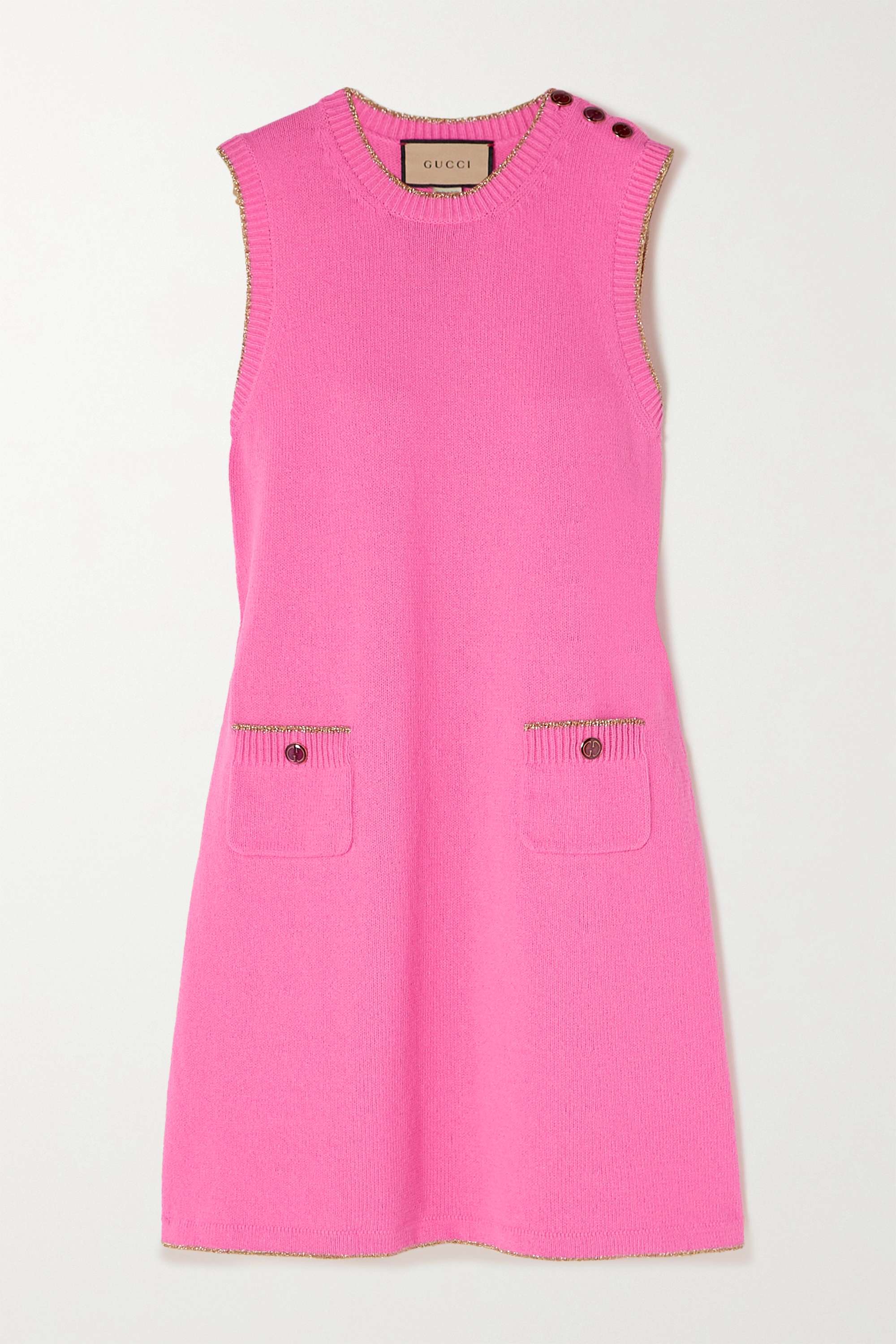 Gucci Love Parade Metallic-Trimmed Cotton-Blend Mini Dress - Pink |  Editorialist
