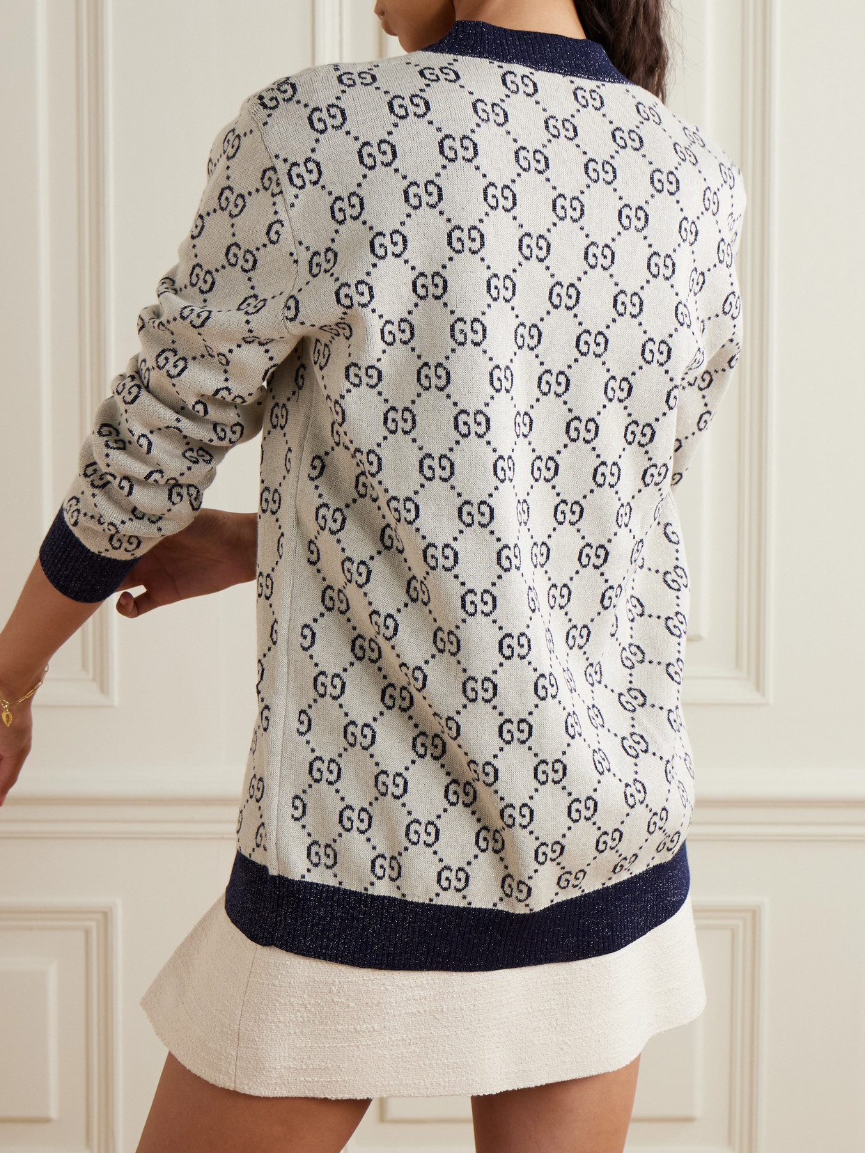 Gucci Love Parade Metallic Jacquard-Knit Cotton-Blend Cardigan 