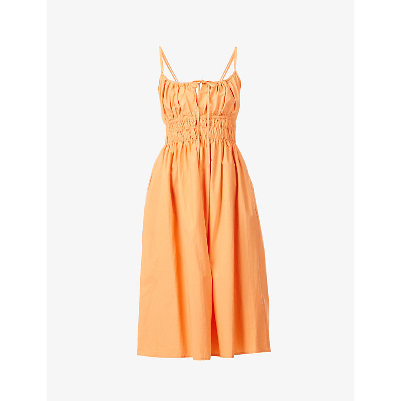 Ciao Lucia Gabriela Striped Flared Cotton Midi Dress - Apricot |  Editorialist