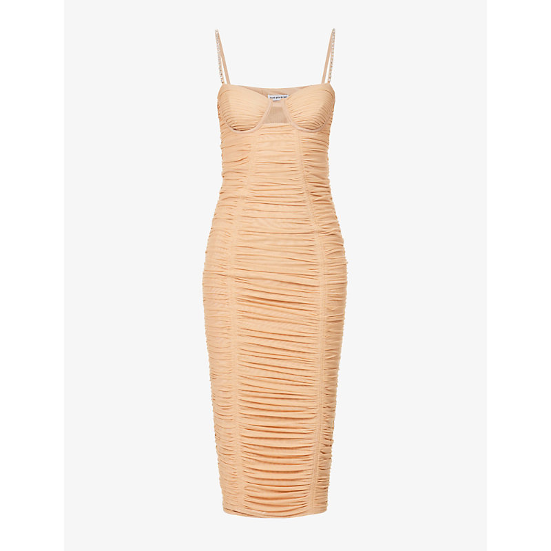 nude mesh ruched dress Black and Light Nude Dress - Ruched Mesh Dress - Tie-Back Dress