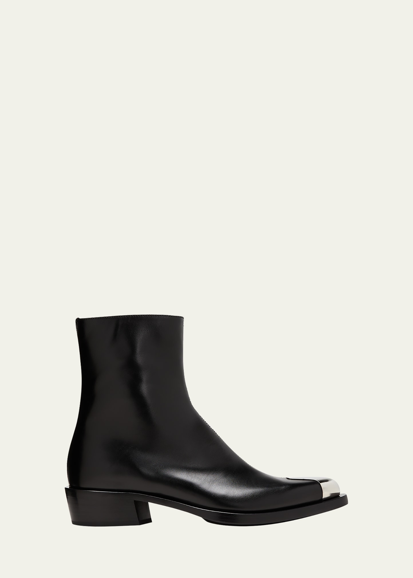 Alexander McQueen Black Chelsea Boots with Silver Cap Toe ALEXANDER MCQUEEN Toe-Cap Chelsea Boots | endource main image 2