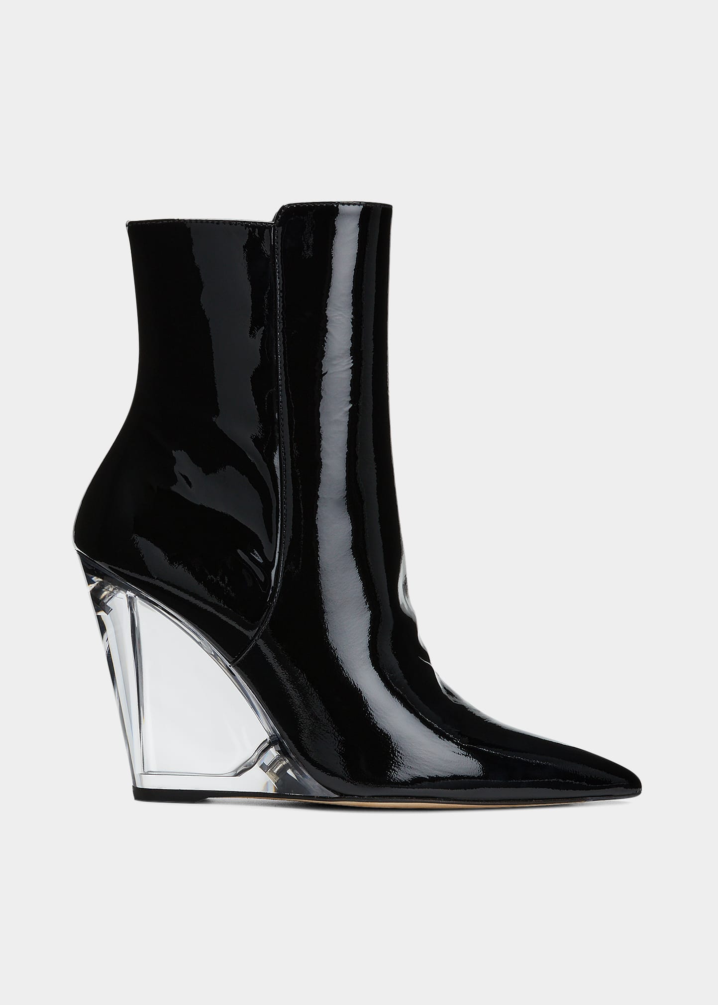 Stuart Weitzman Lucite Patent Clear-Heel Booties Black