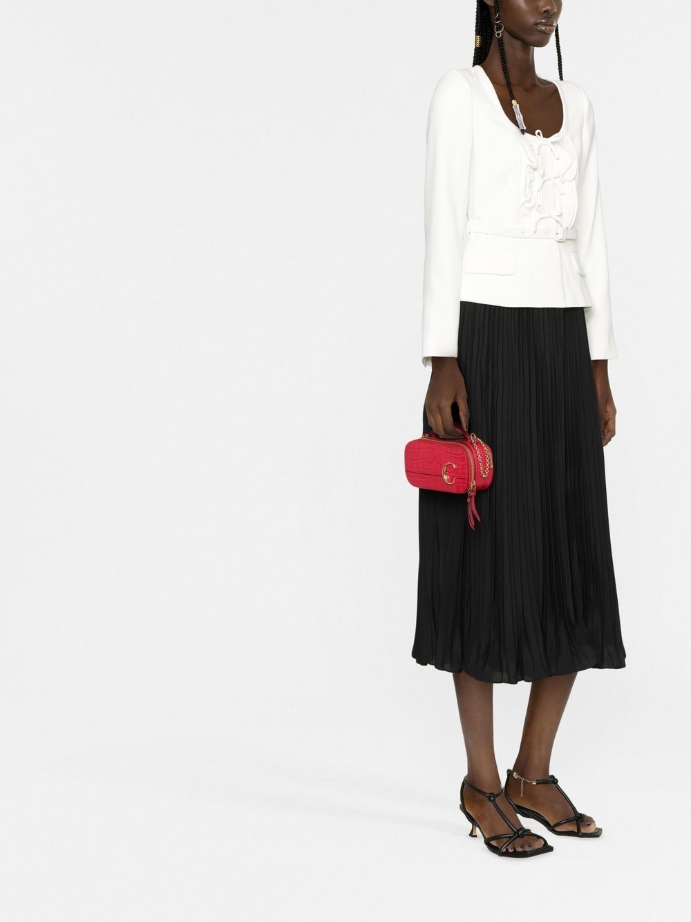 SELF-PORTRAIT Self-Portrait Pleated-Skirt Midi Dress