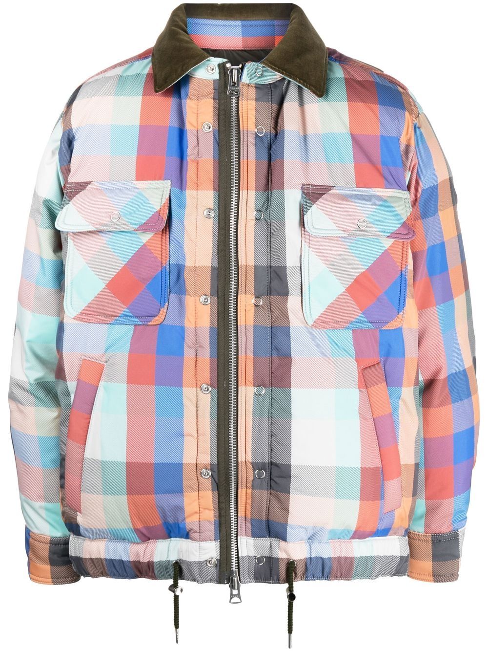 SACAI sacai Check-Pattern Zip-Up Bomber Jacket