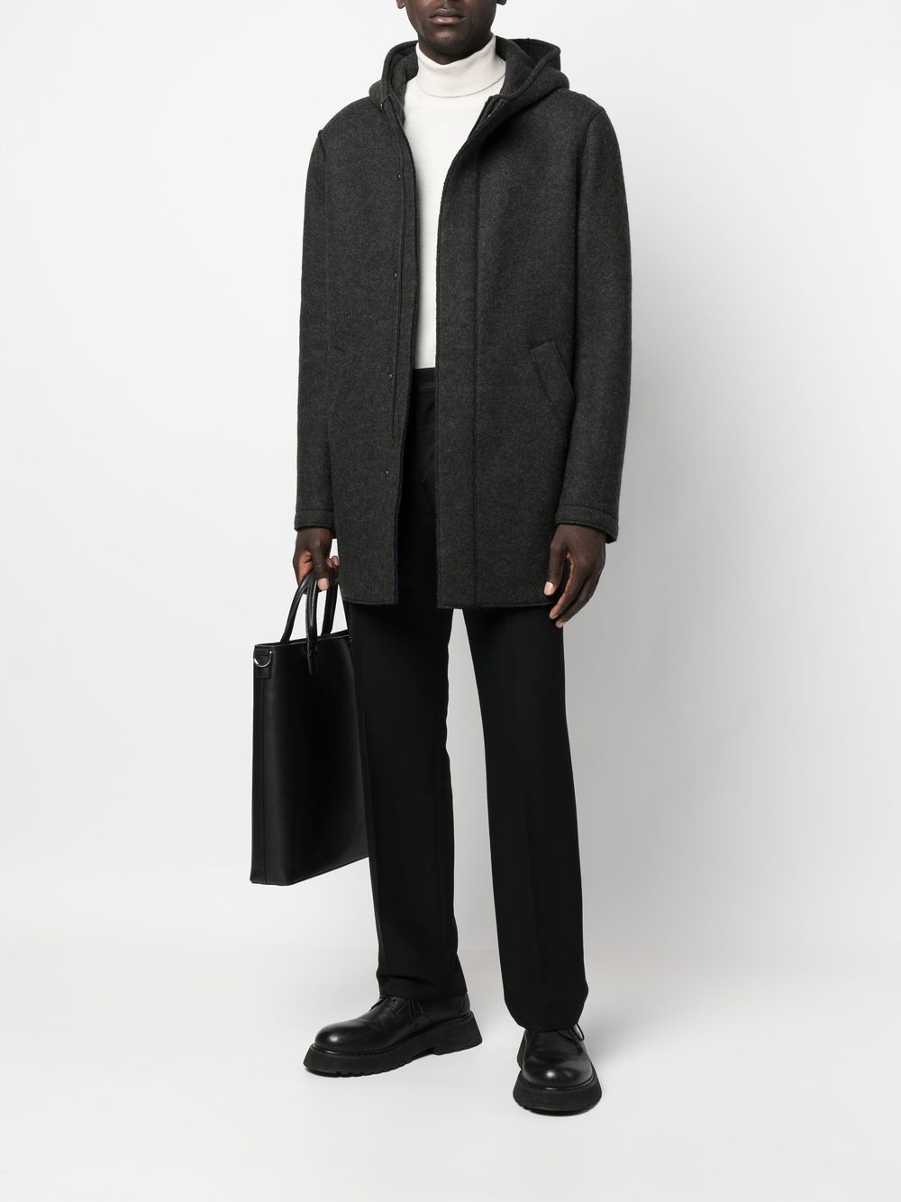 HARRIS WHARF LONDON Harris Wharf London Virgin Wool Hooded Coat