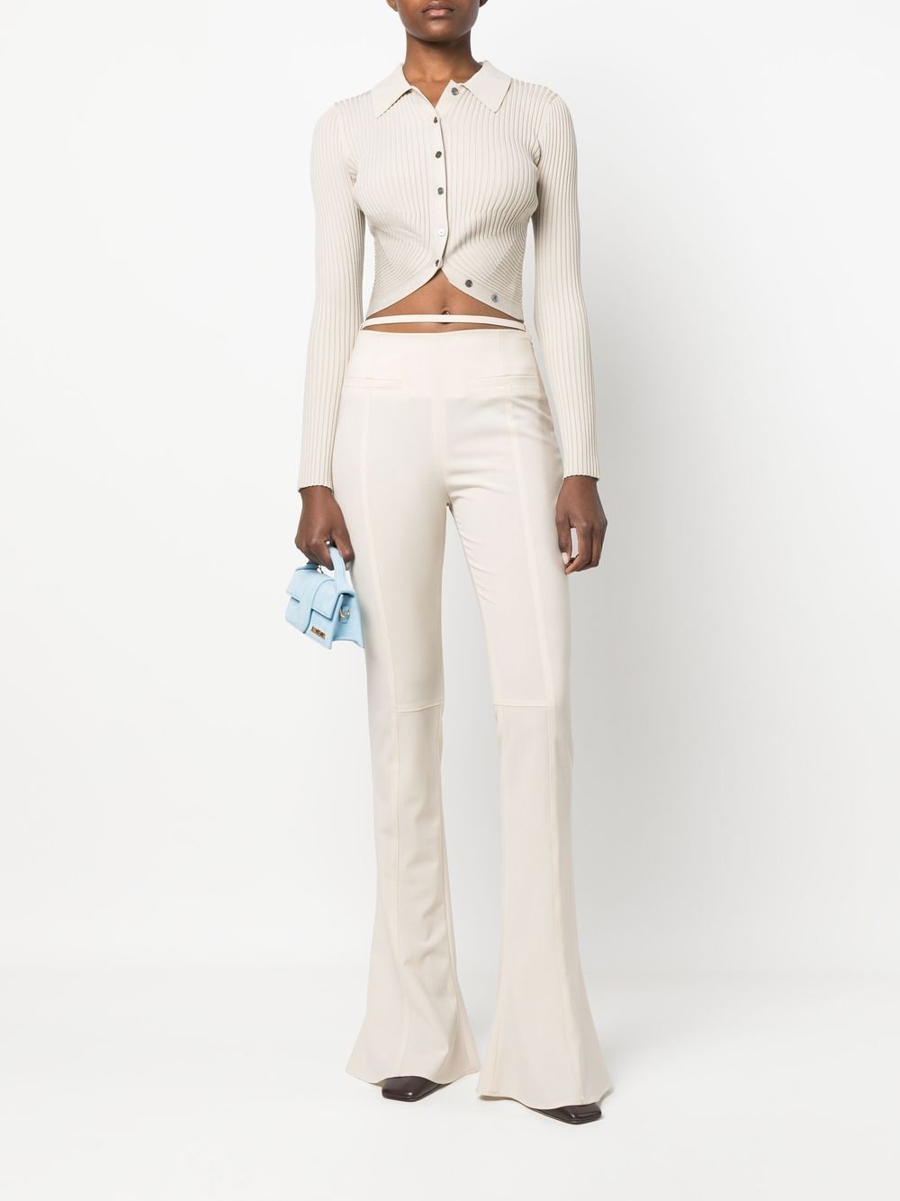 SIMKHAI Button-Up Ribbed Knitted Top