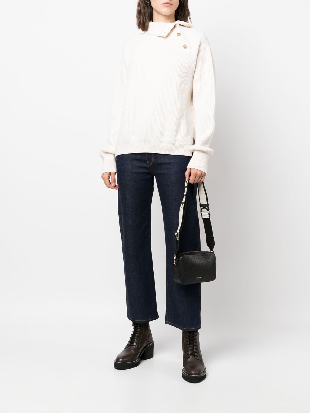 COCCINELLE Coccinelle Tebe Logo-Strap Pebbled Shoulder Bag
