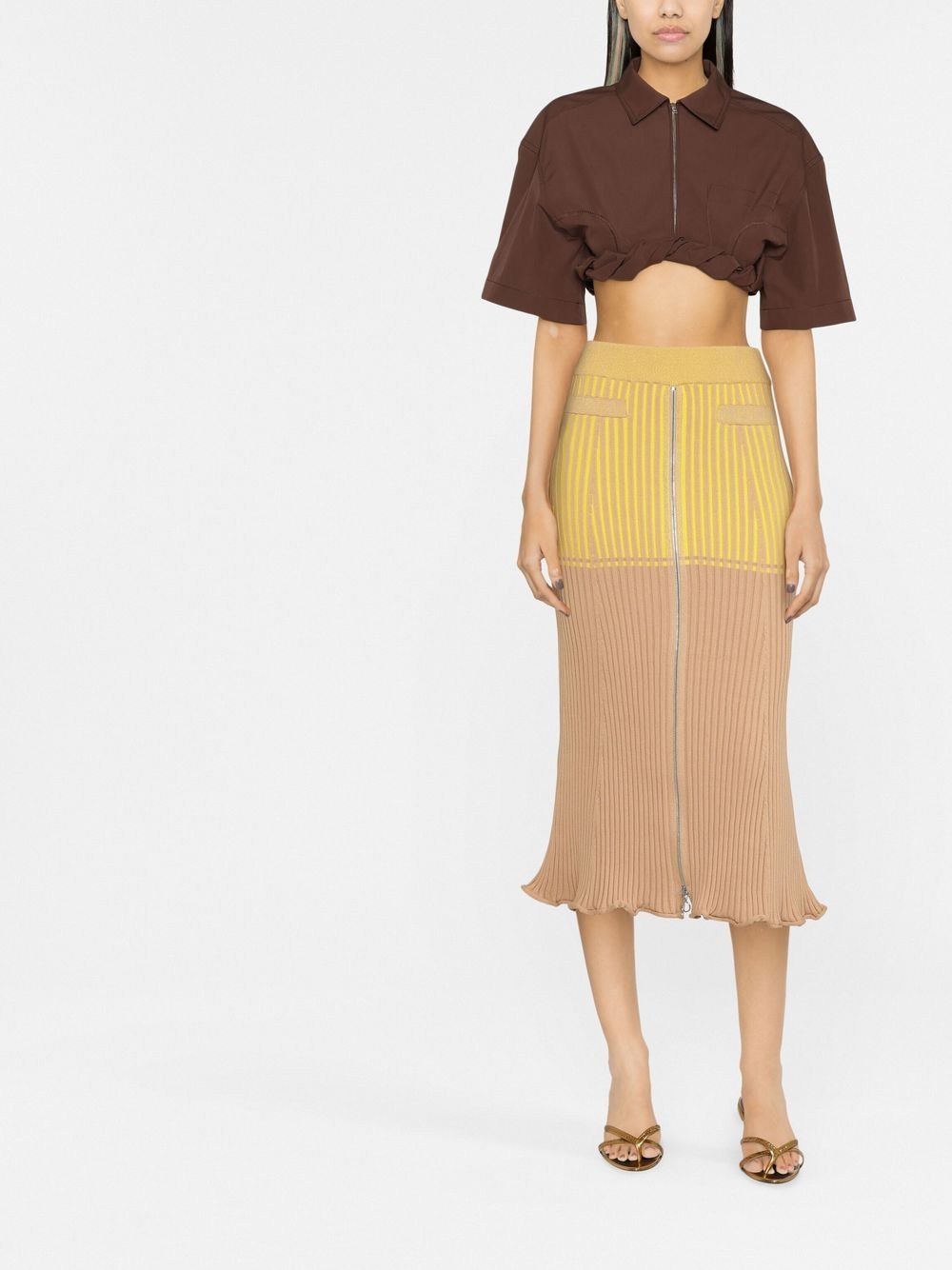 PACO RABANNE Rabanne Panelled Rib-Detail Midi Skirt