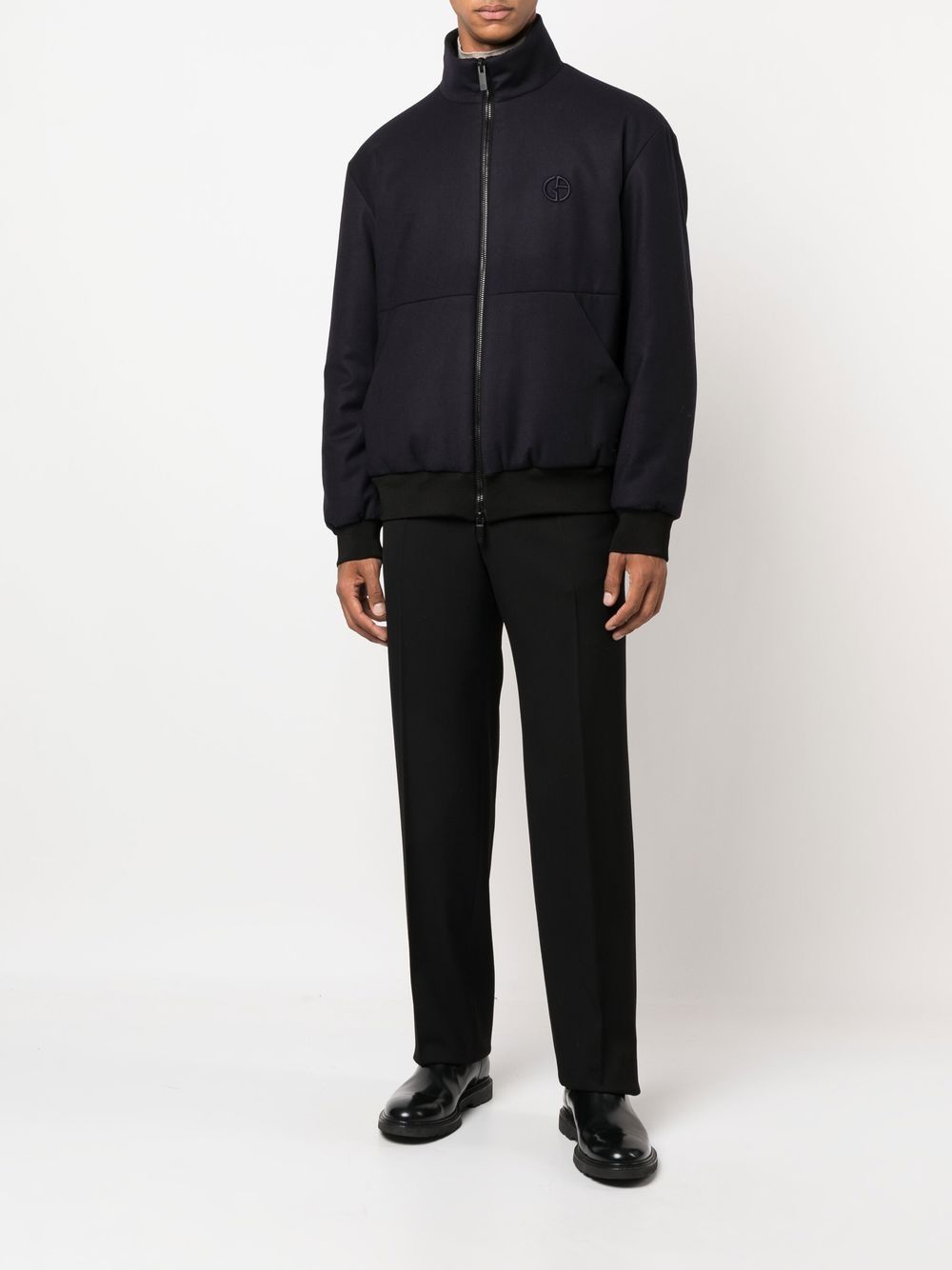 GIORGIO ARMANI Giorgio Armani Embroidered-Logo Zip-Up Jacket