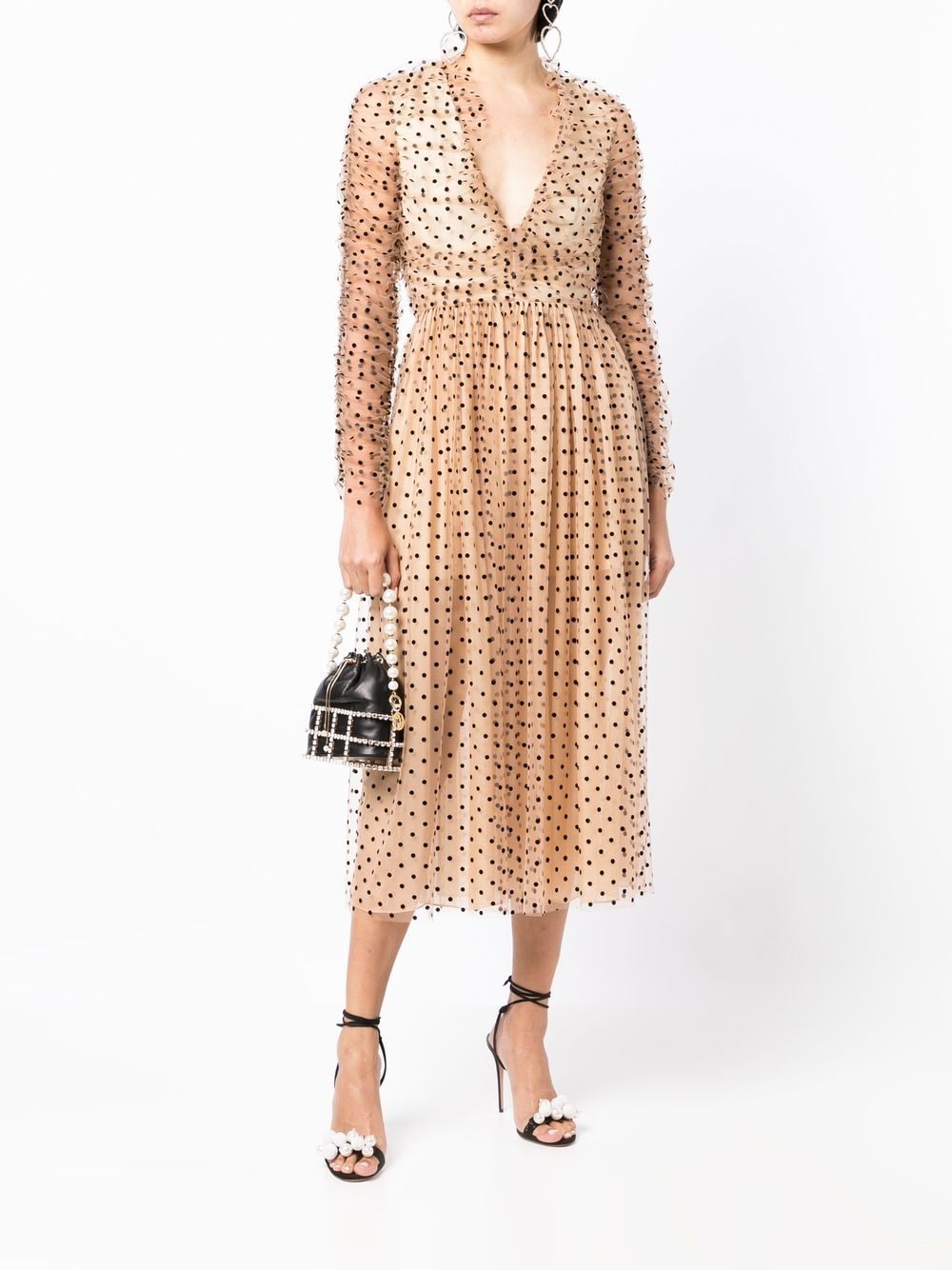 MACGRAW Reminisce Polka-Dot Tulle Midi Dress