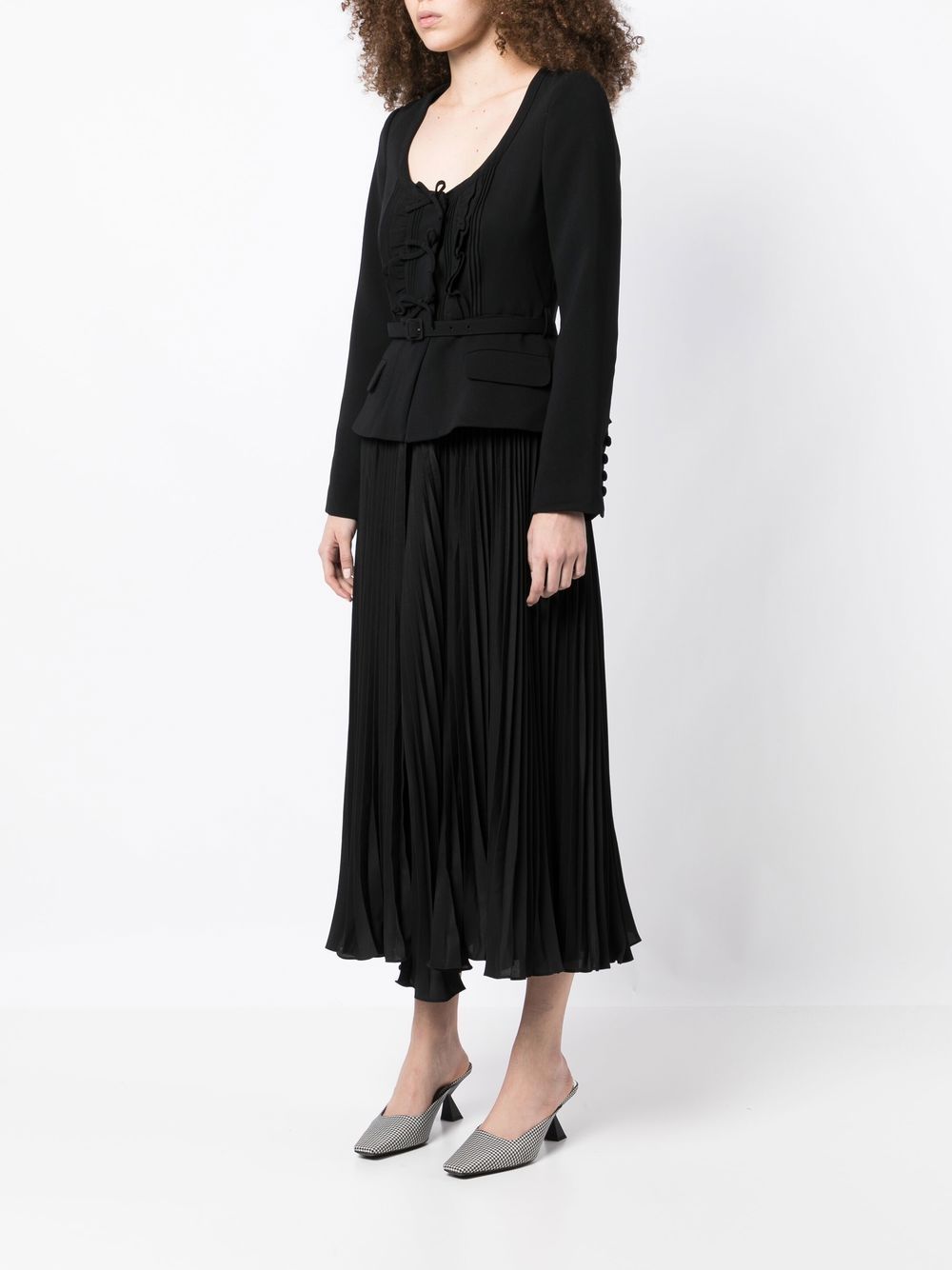 SELF-PORTRAIT Self-Portrait Ruched Crepe Midi Dress
