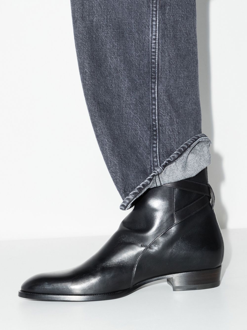 Saint Laurent Wyatt Jodhpur Leather Boots - Black | Editorialist