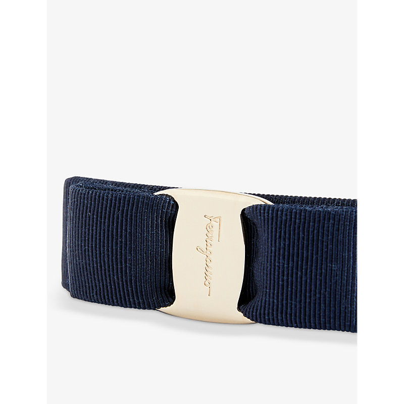 Ferragamo Vara Grosgrain Cotton Hair Clip - Navy | Editorialist display picture 2