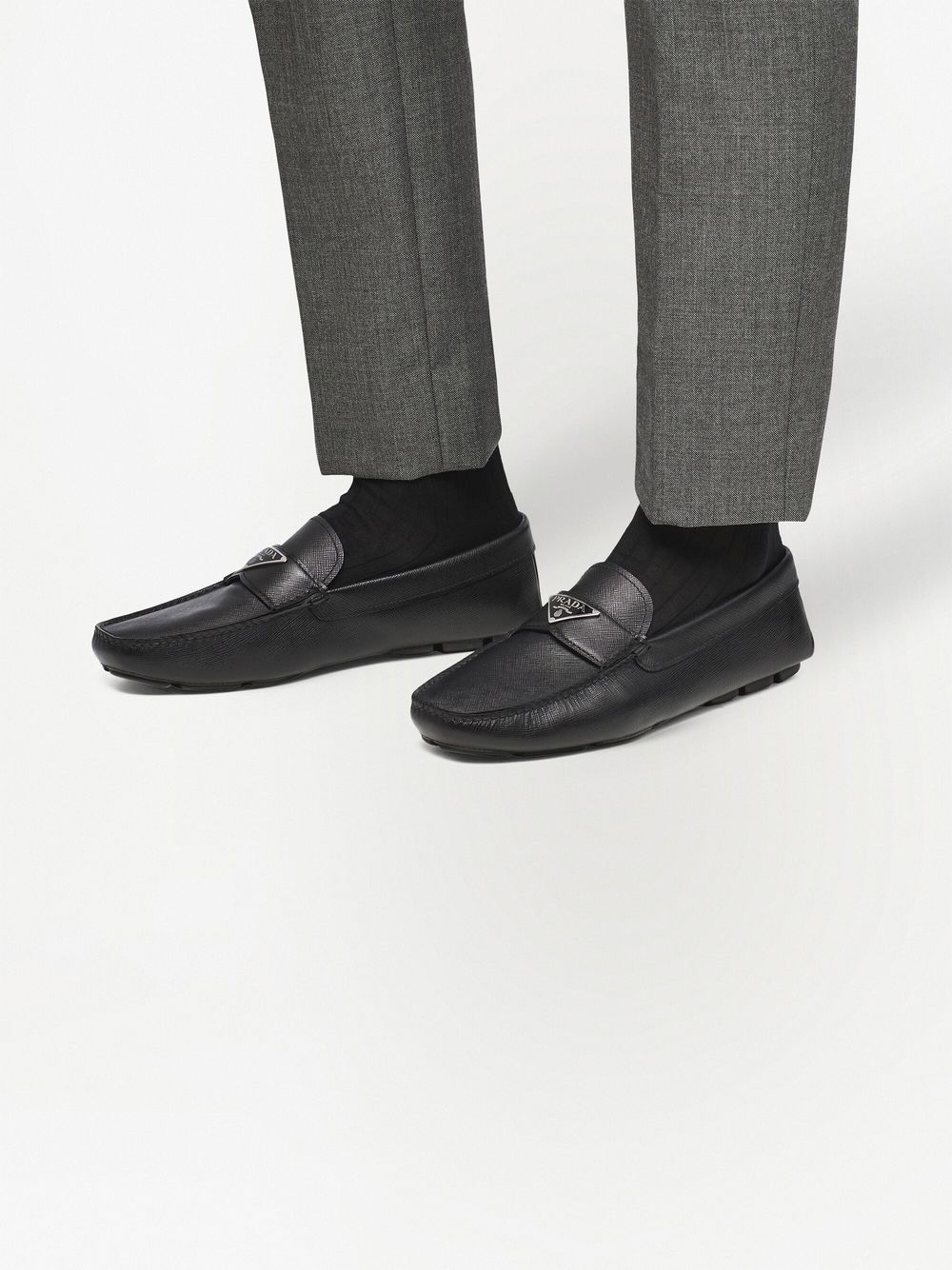 PRADA Prada logo-plaque leather loafers
