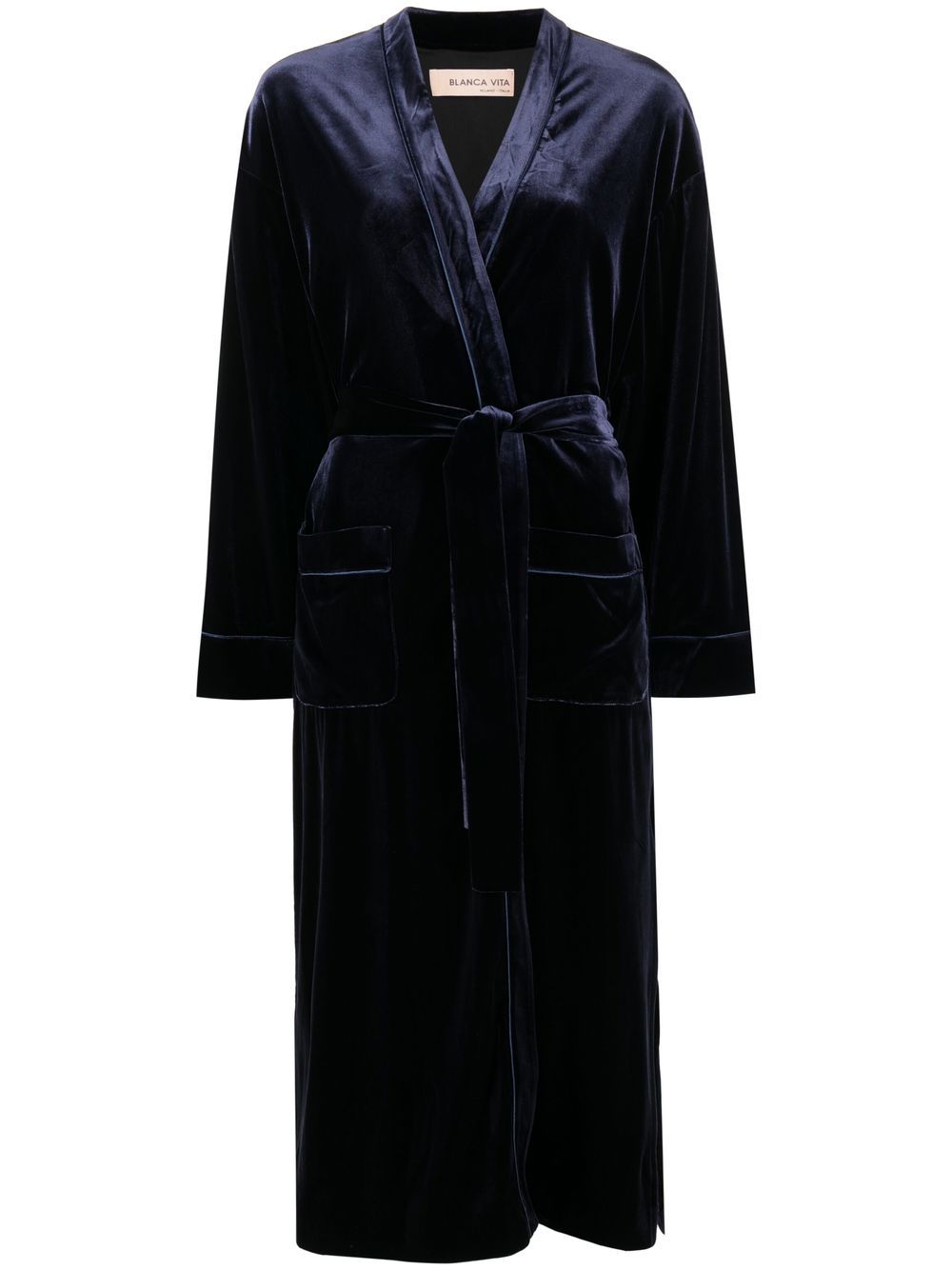 BLANCA VITA Blanca Vita velvet-effect tie-waist coat