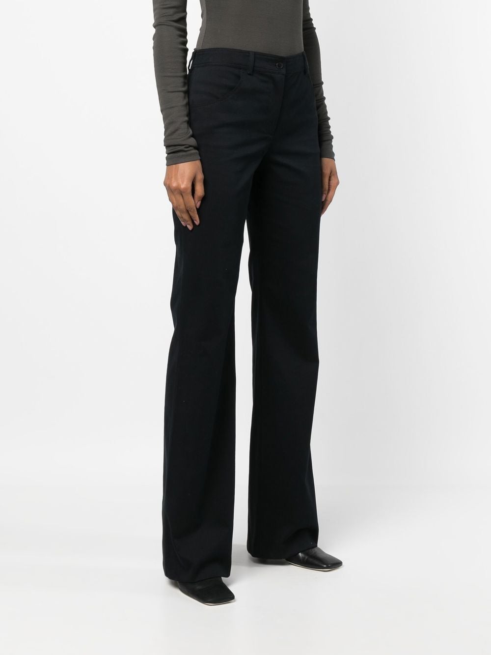 ALBERTA FERRETTI Alberta Ferretti Black Stretch-Cotton Flared Trousers