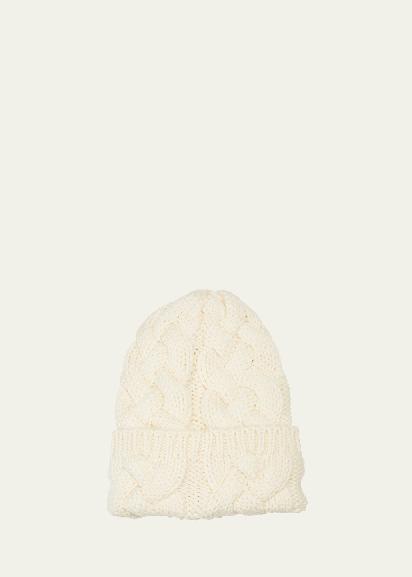 Max Mara Dina Cable Knit Wool Beanie - Albino | Editorialist display picture 1
