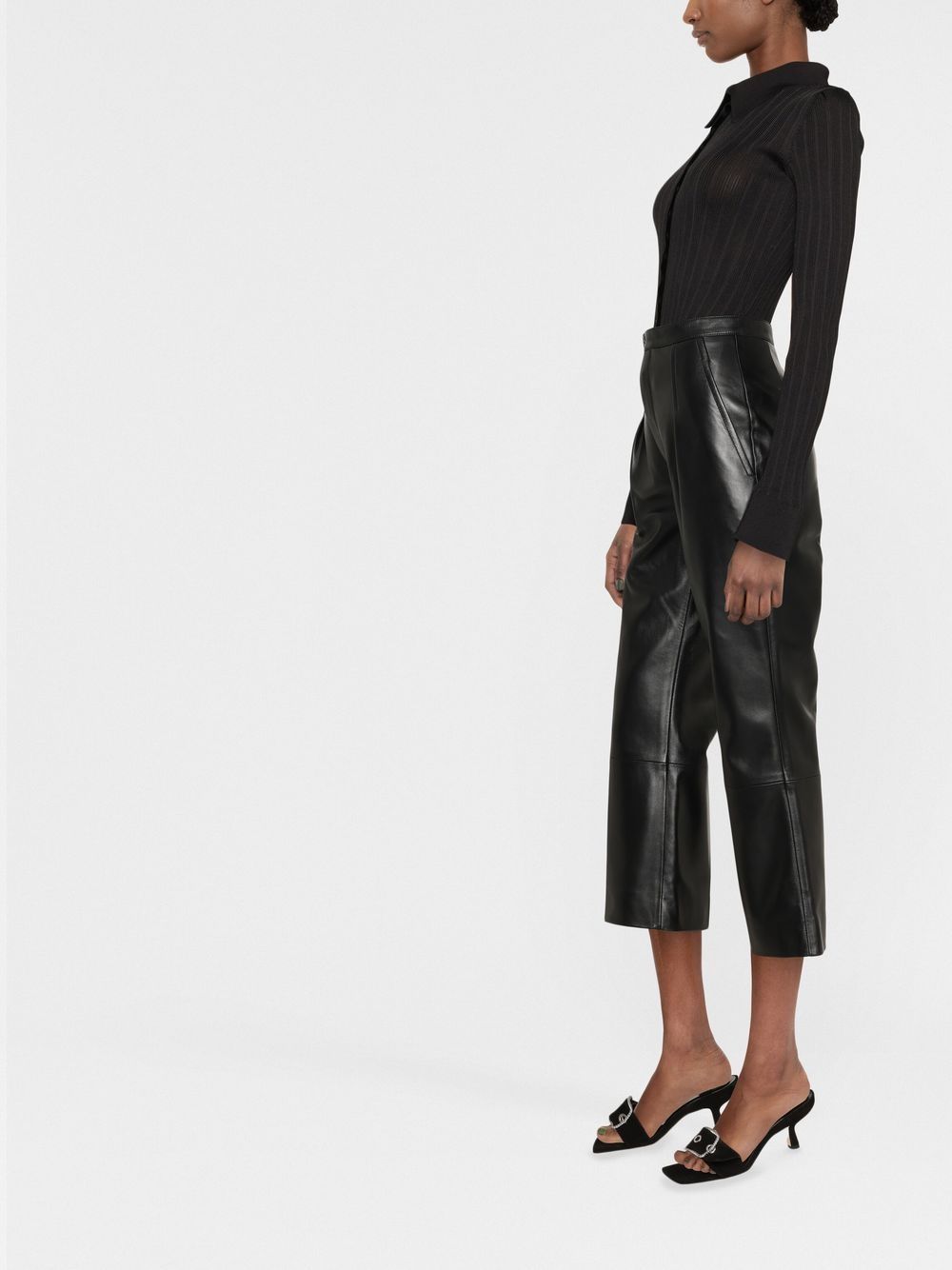 SAINT LAURENT Saint Laurent Pleat-Detail Leather Trousers