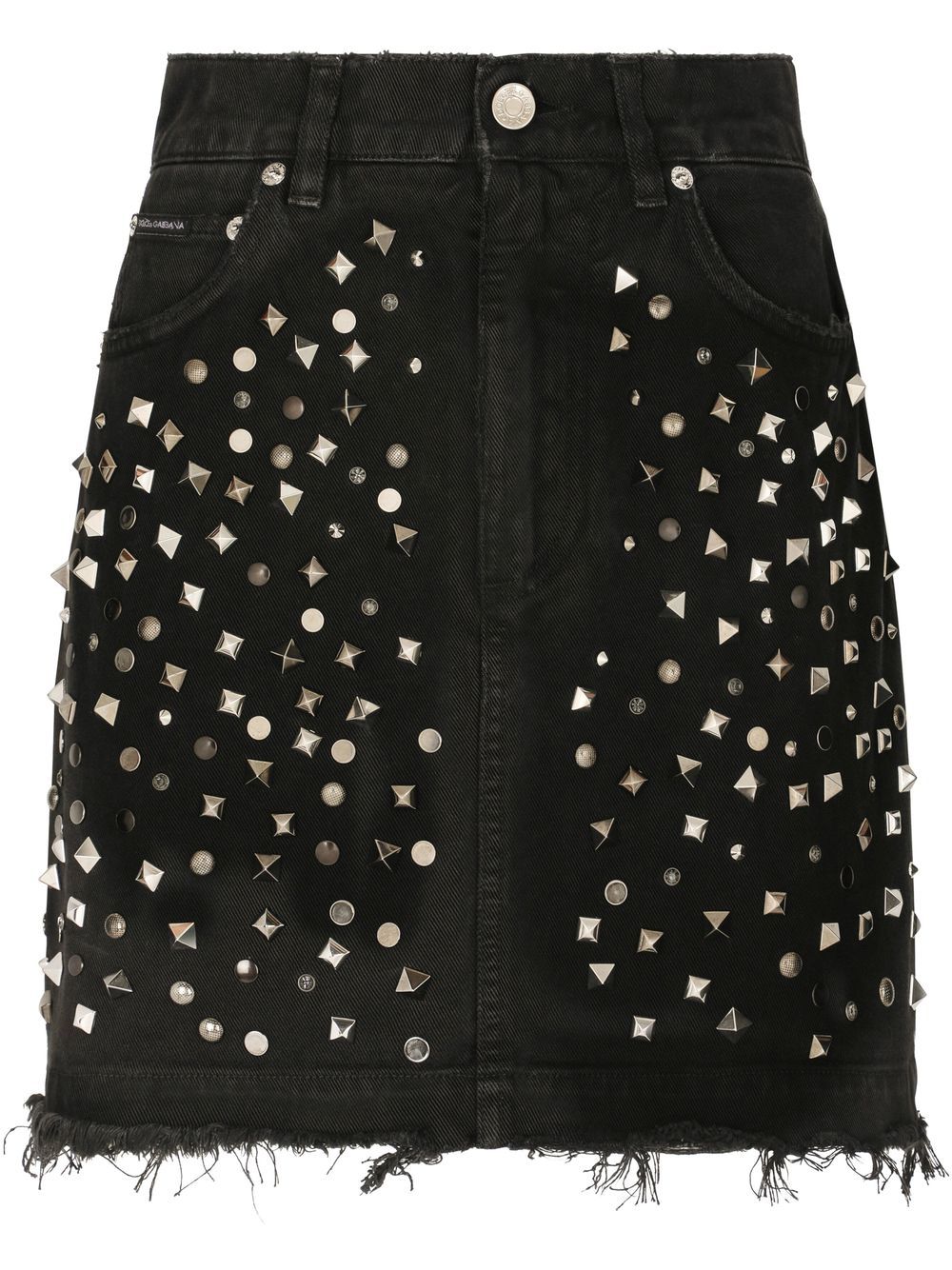 DOLCE & GABBANA Dolce & Gabbana Studded Denim Miniskirt