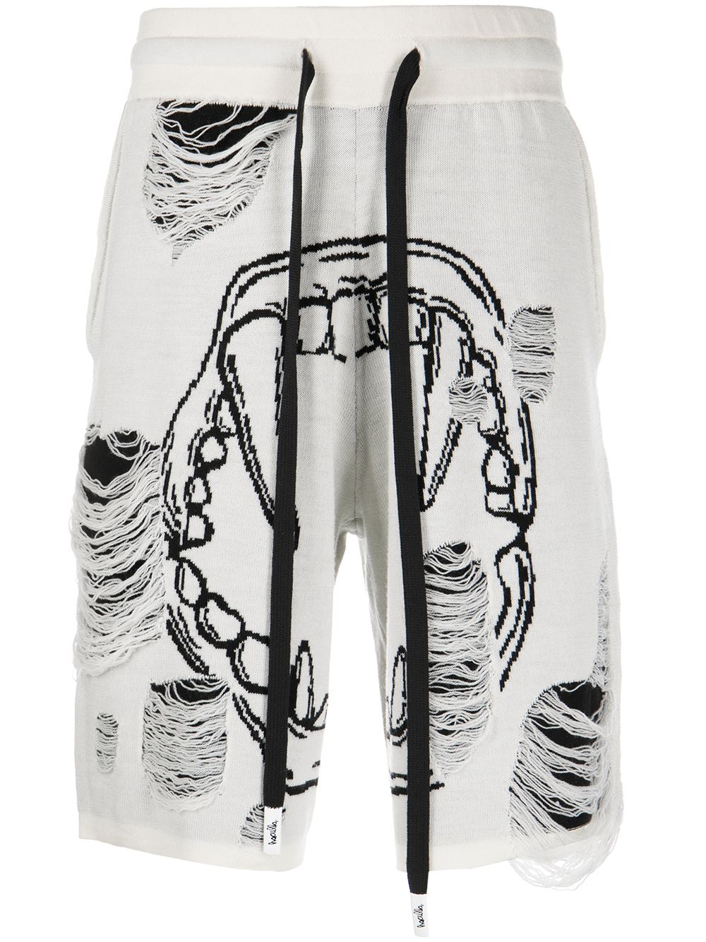 HACULLA. Haculla intarsia-knit distressed bermuda shorts