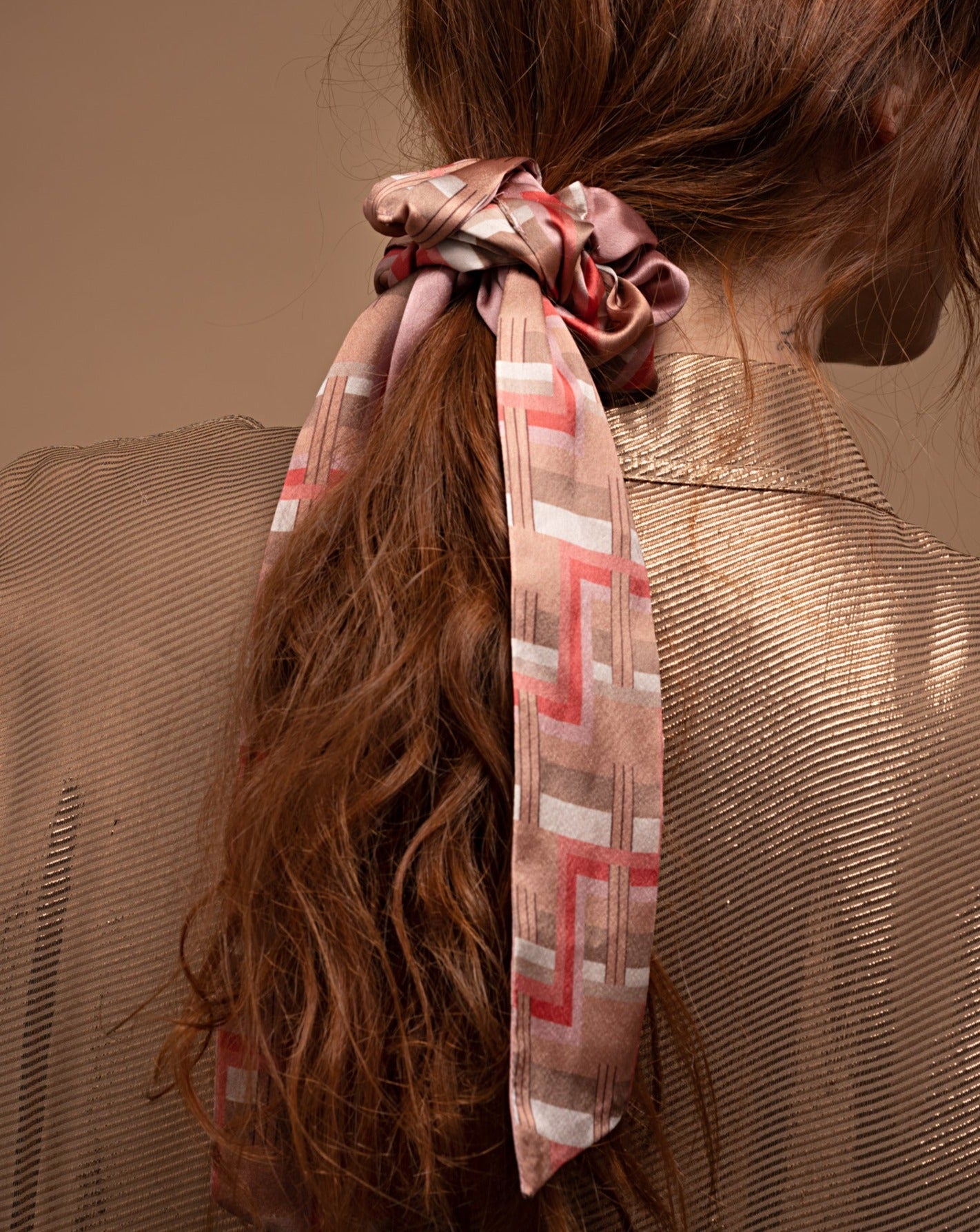 Alexis Bittar Ribbon Hair Scarf Tie Light Blue Gray Deco Grid Casual Party NEW Thanksgiving Outfit Ideas ???? Comment TURKEY for outfit  main image 2
