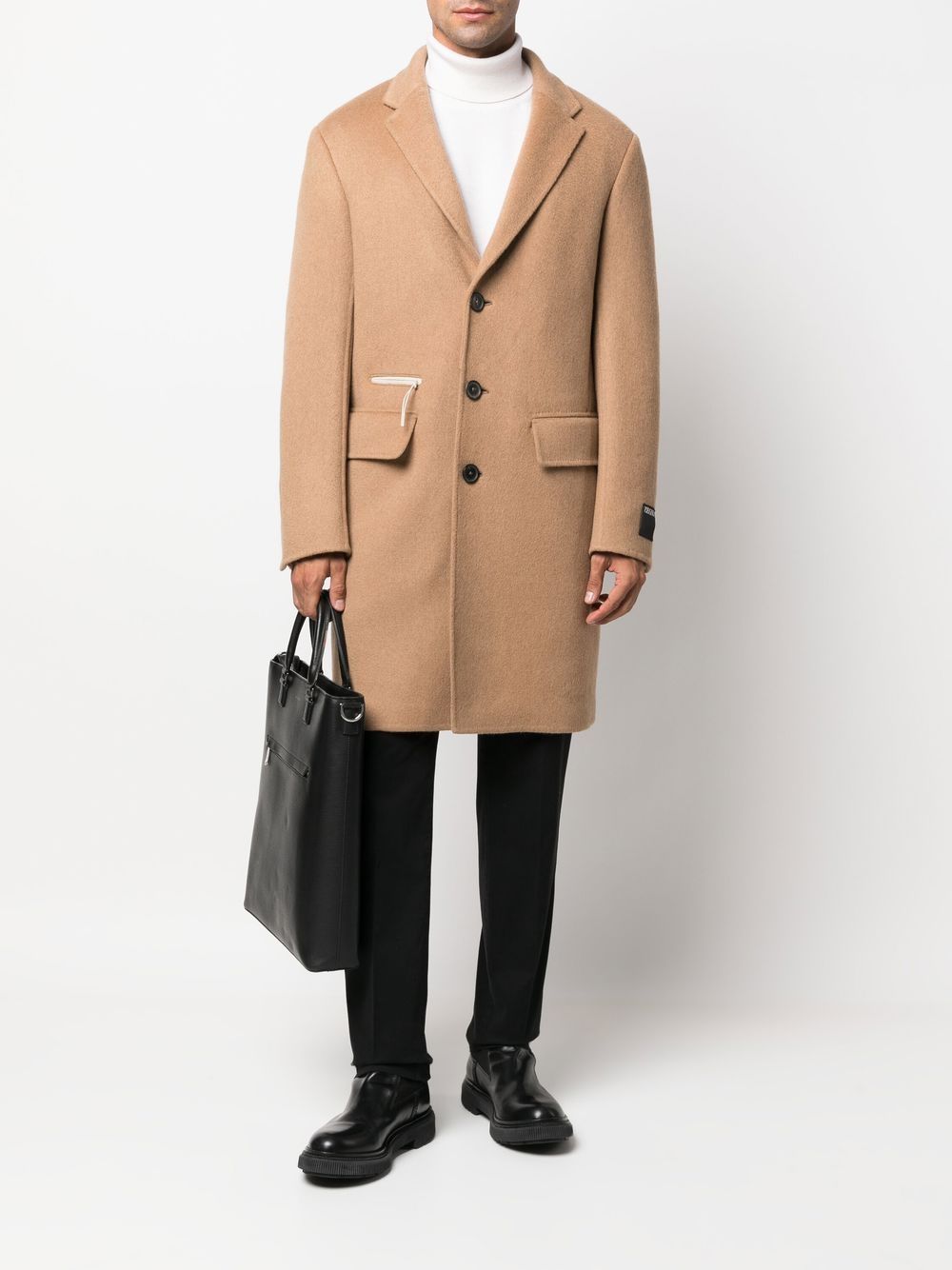 ZEGNA Single-Breasted Coat with Zip Pocket