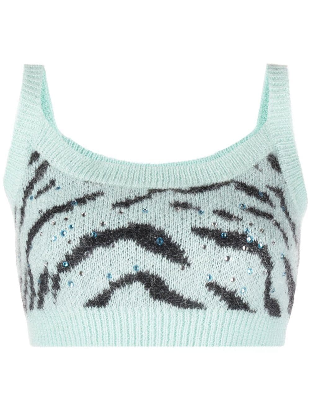 ALESSANDRA RICH Alessandra Rich Zebra Intarsia-Knit Cropped Top