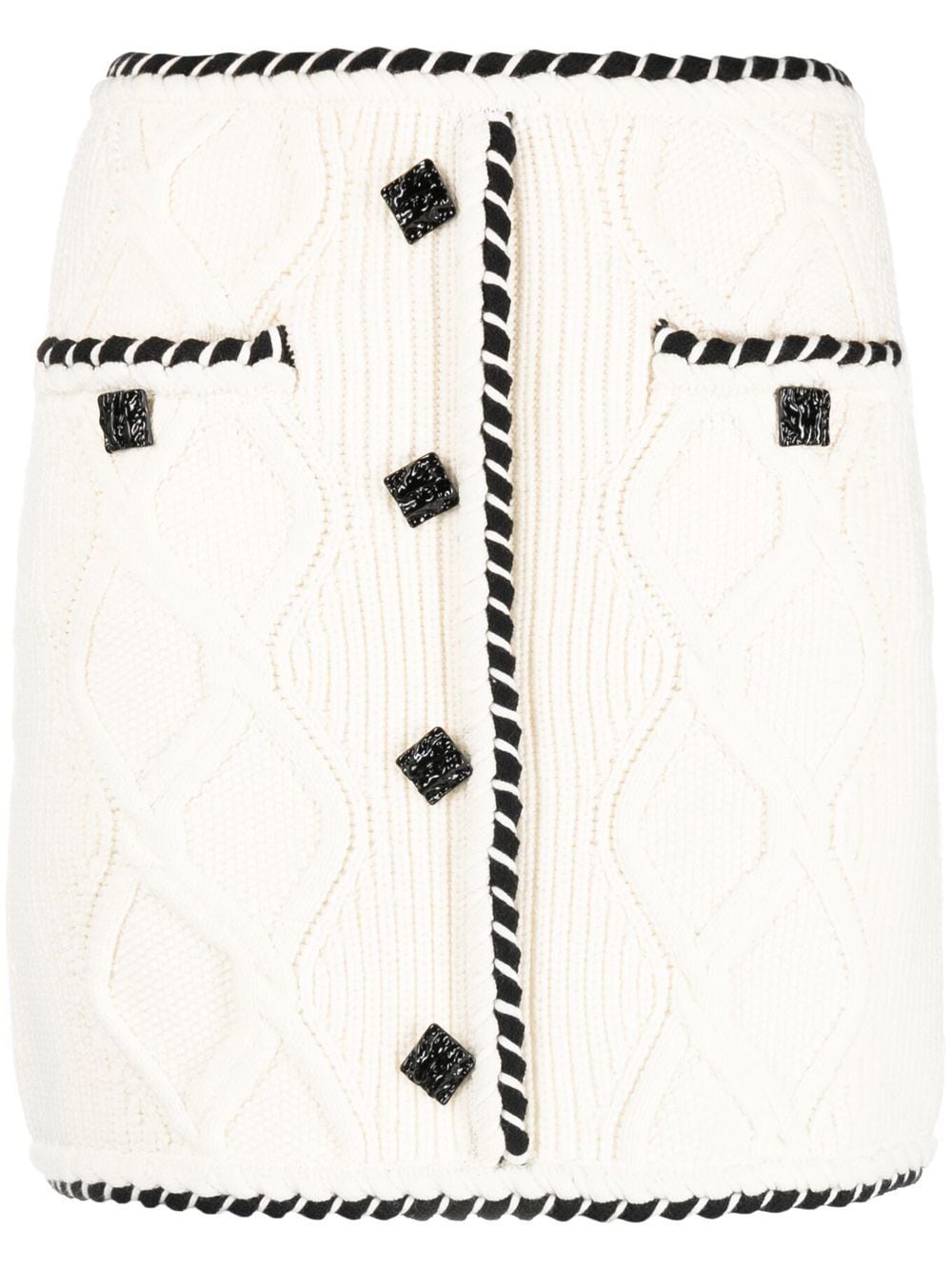 SELF-PORTRAIT Self-Portrait Cable Knit Miniskirt