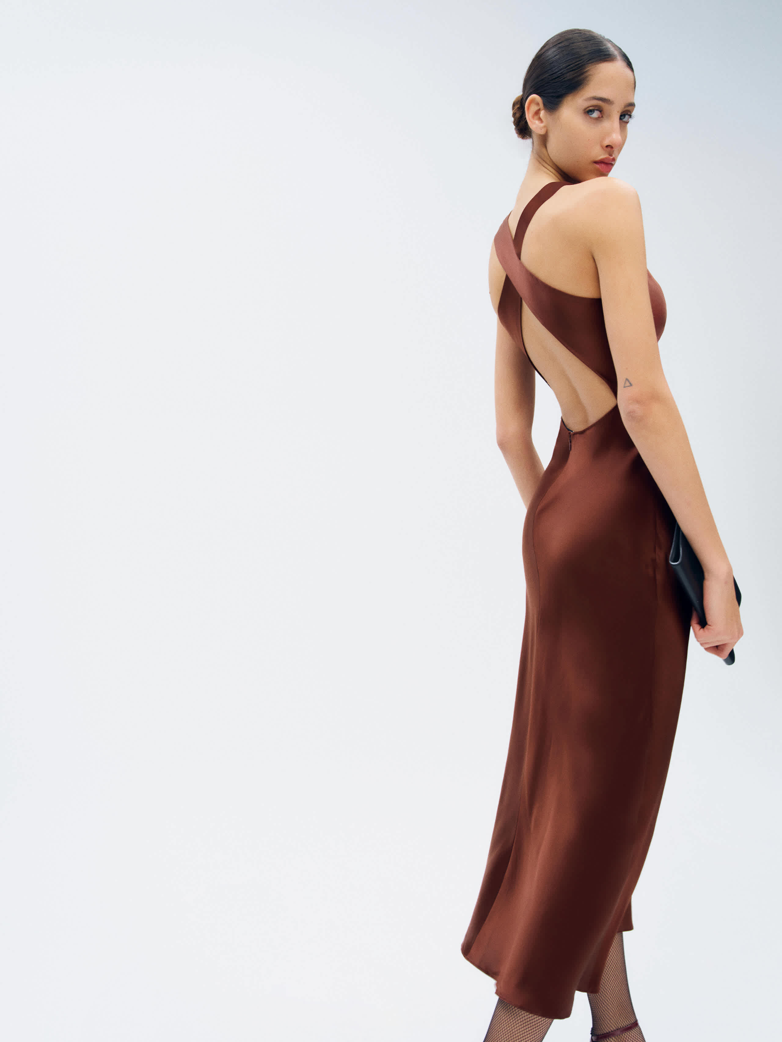 Reformation Casette Silk Dress - Brown | Editorialist