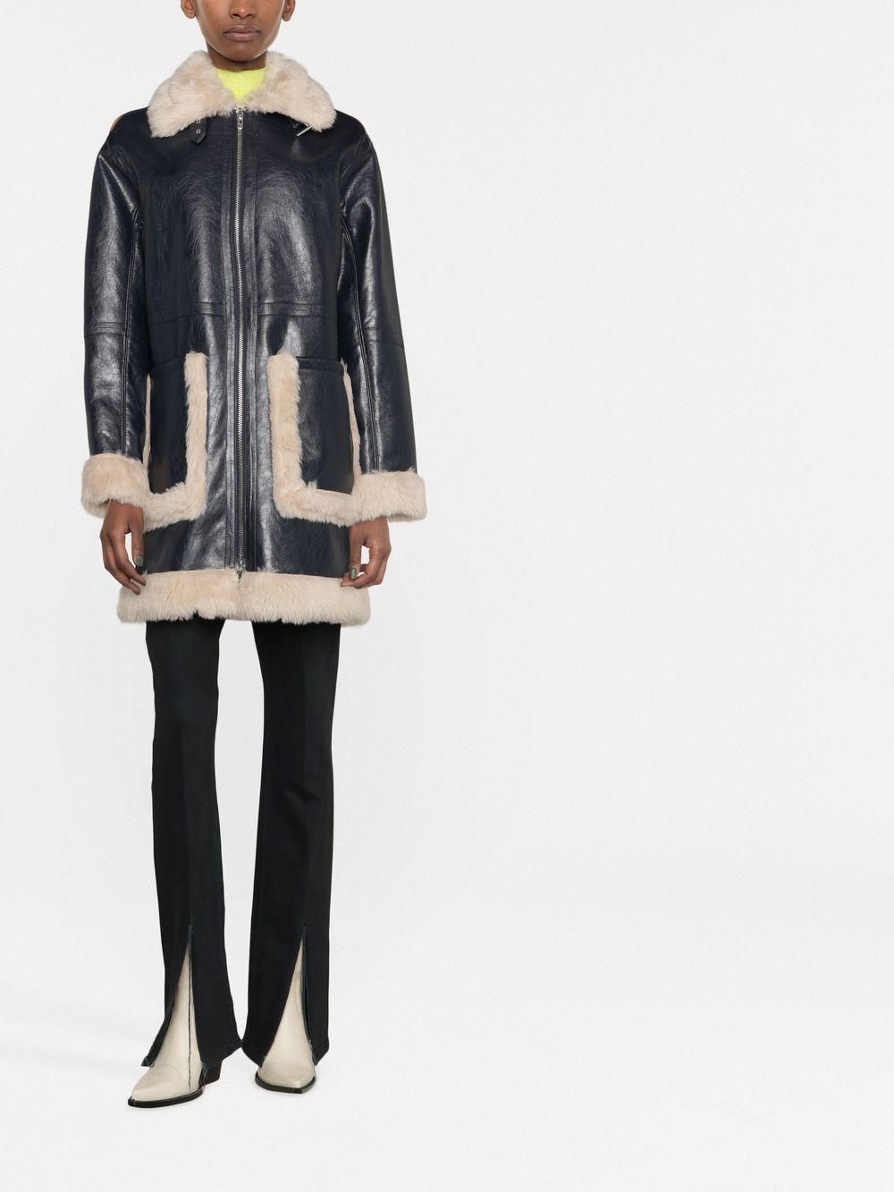 STAND STUDIO STAND STUDIO haley Shearling-Trimmed Faux-Leather Coat