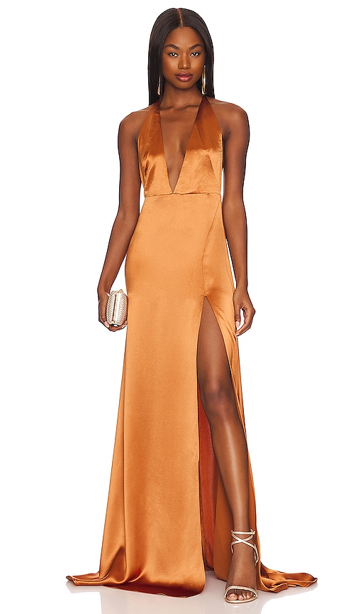 huda pink and orange dress Sau Lee Huda Dress In Burnt Orange In Copper - 59% Off