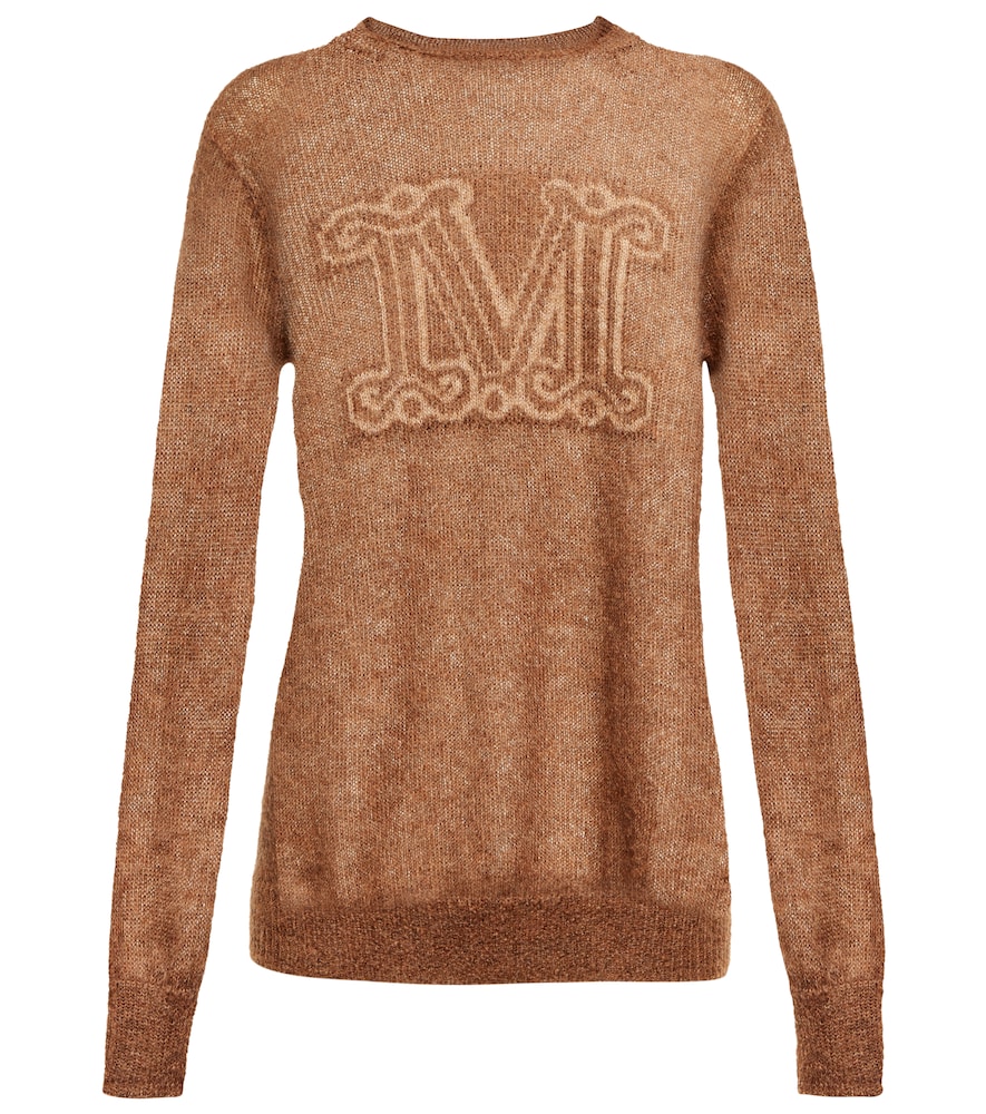 Max Mara Ocra Jacquard Mohair-Blend Sweater In Brown - 30% Off