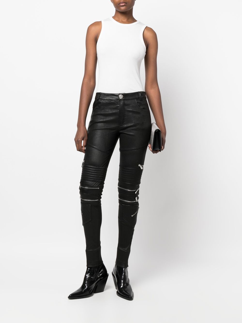PHILIPP PLEIN Philipp Plein Black Leather Trousers