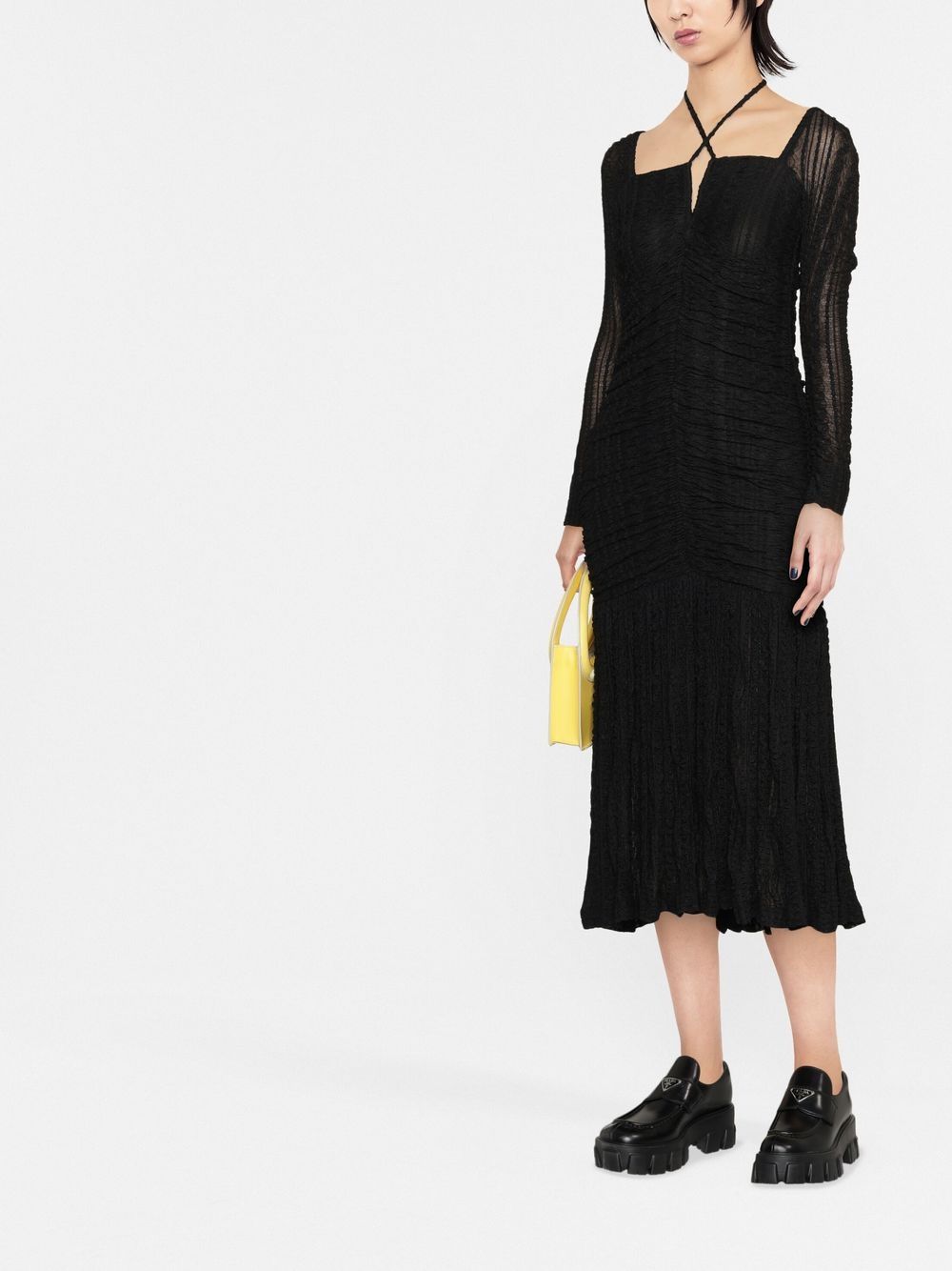 GANNI Halterneck Ruched Midi Dress