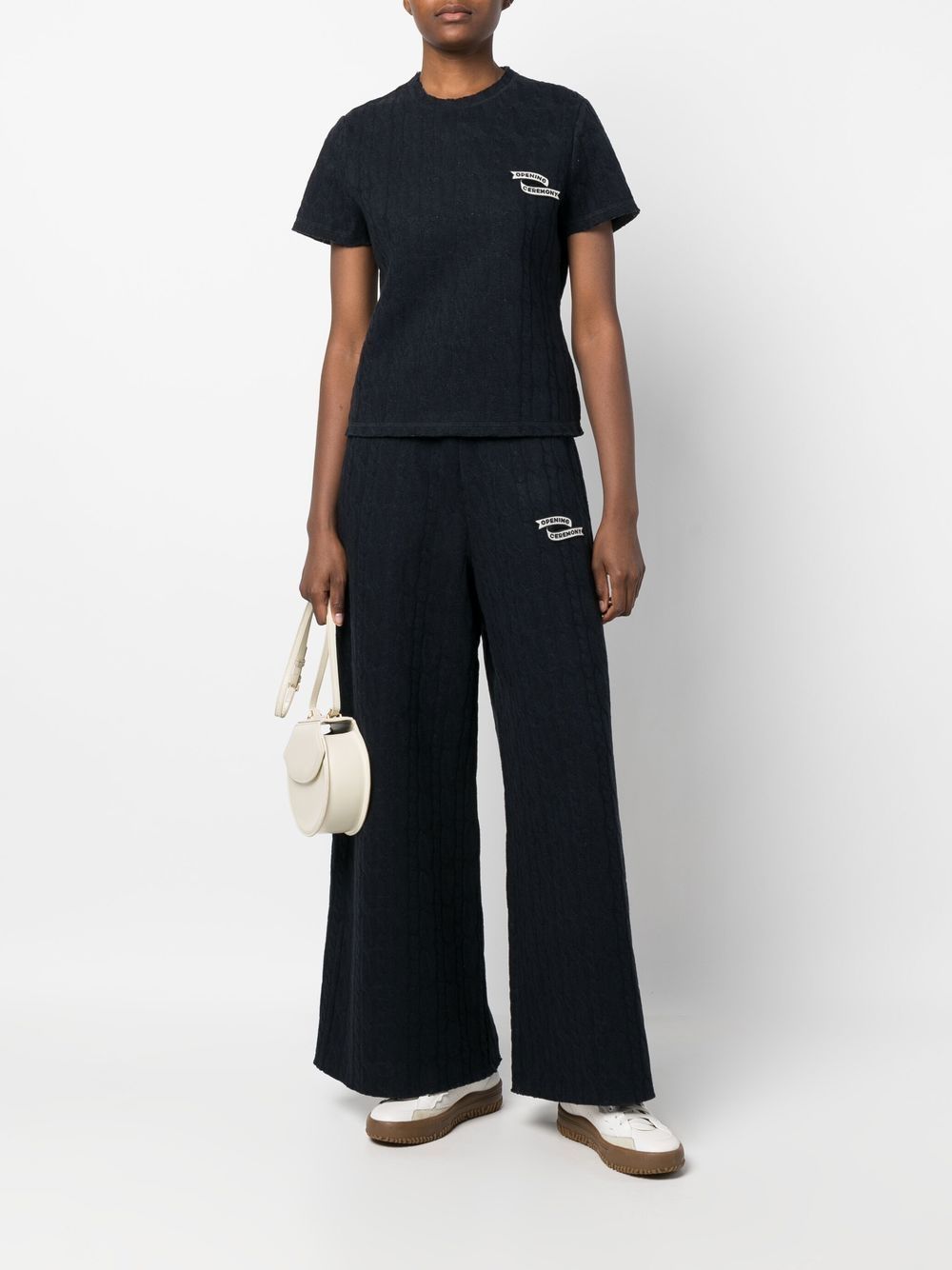 OPENING CEREMONY Opening Ceremony Embroidered Logo Cable-Knit T-Shirt