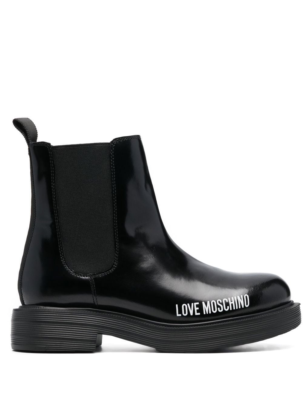 Moschino Logo-Print Ankle Boots In Black 47% Off Editorialist