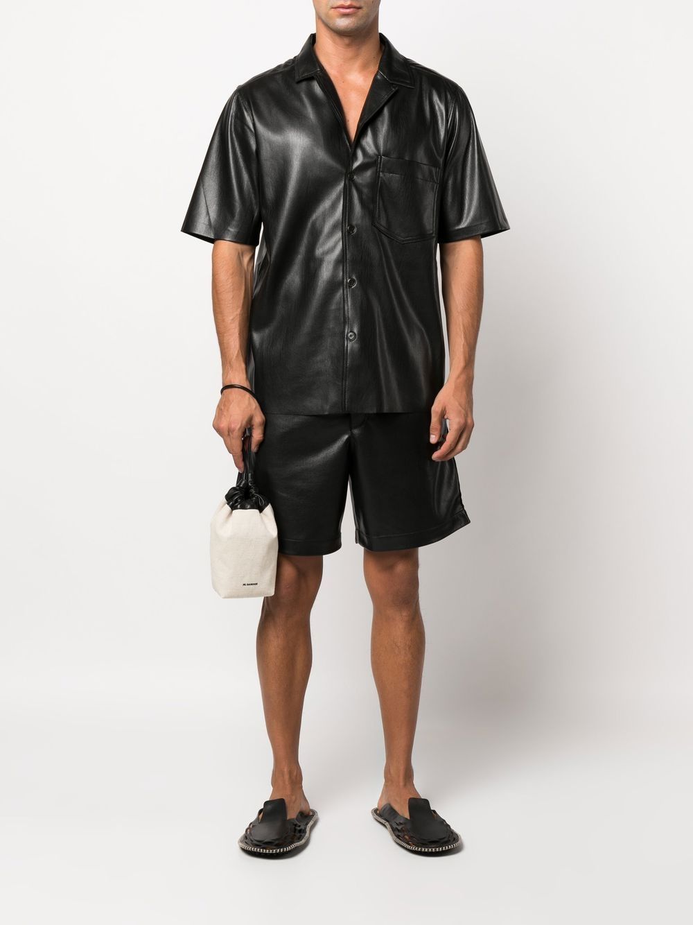 NANUSHKA camp faux-leather shirt