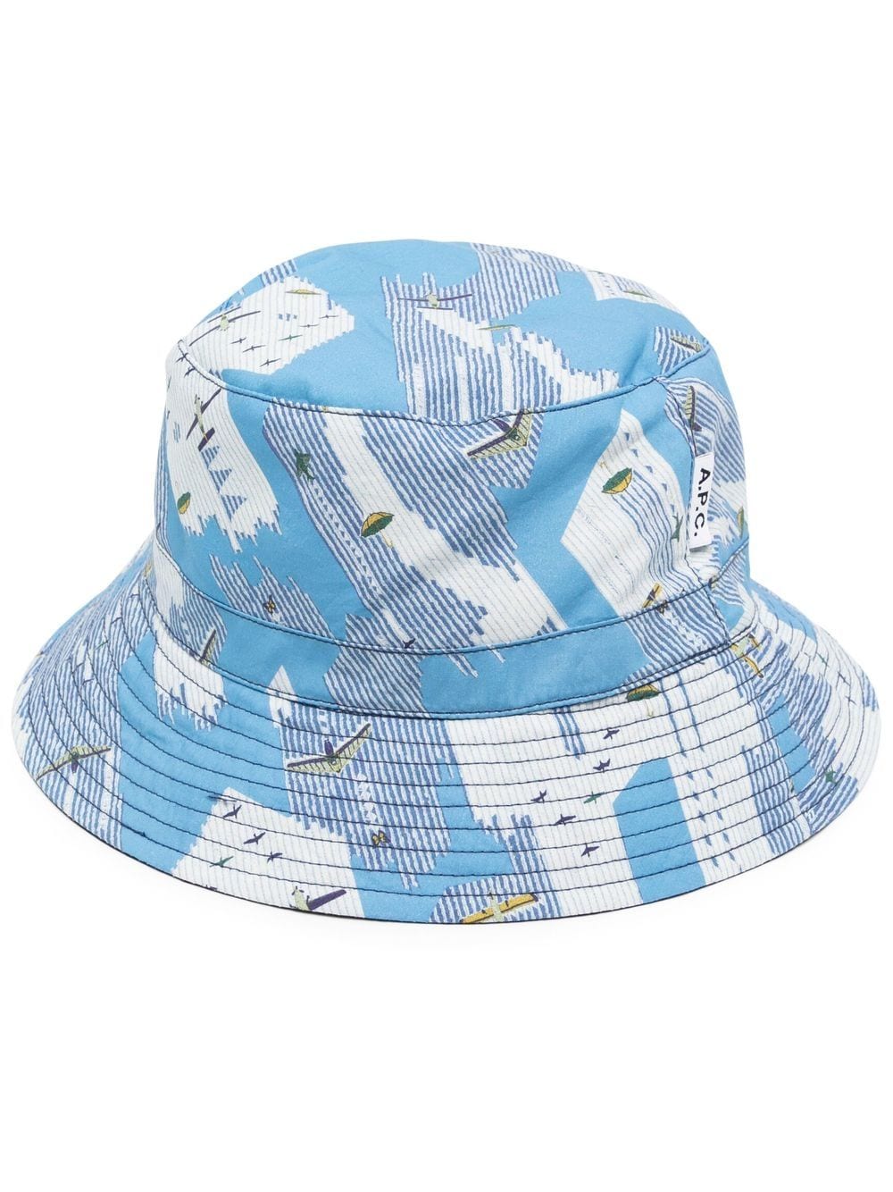 NWT A.P.C Bob Mark Reversible Blue Cotton Hat Size 56 A.P.C. Reversible Navy Bob Mark Bucket Hat A.P.C main image 2