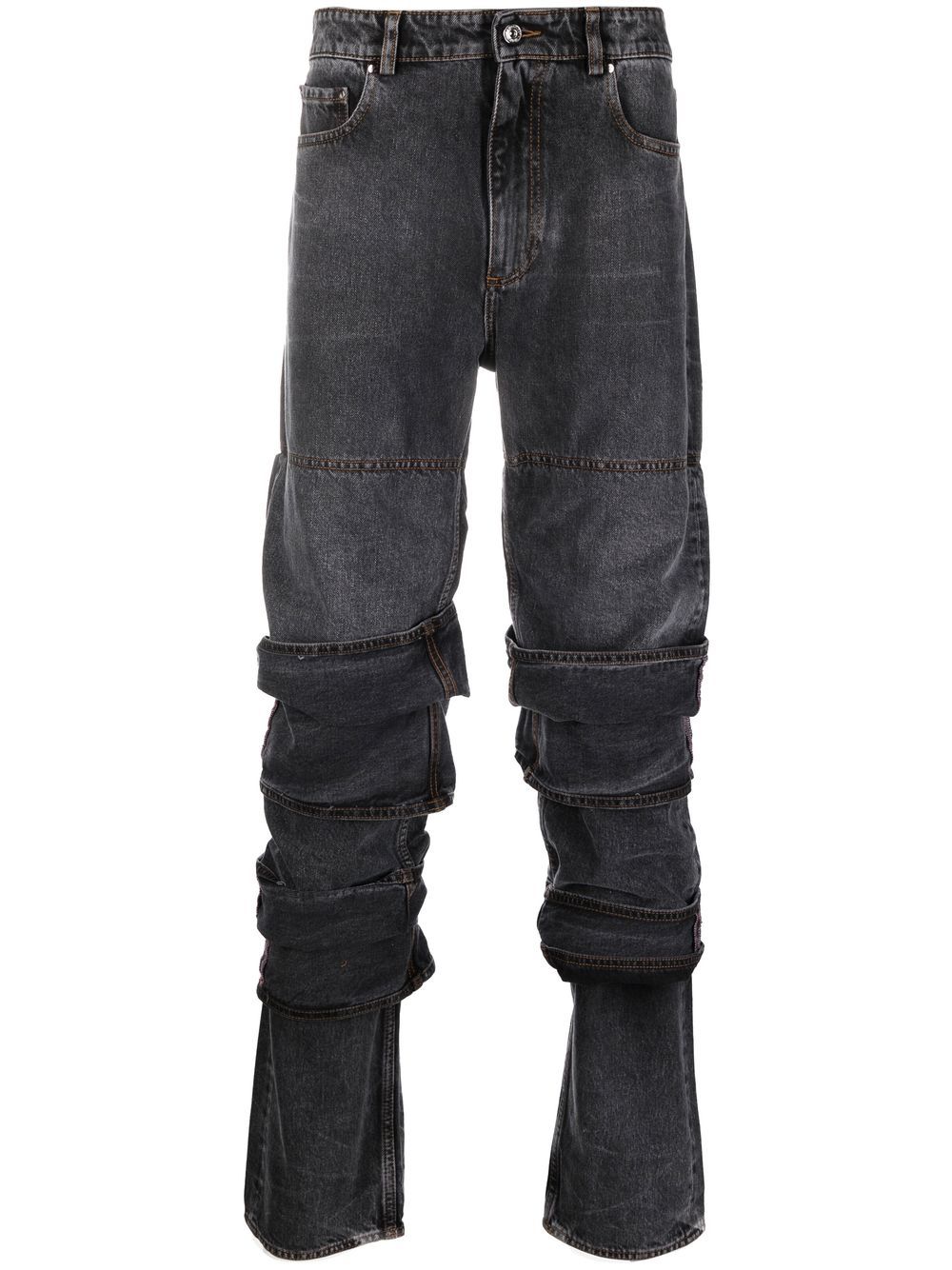 Y/Project Multi-Cuff Layered-Design Jeans In Black - 58% Off