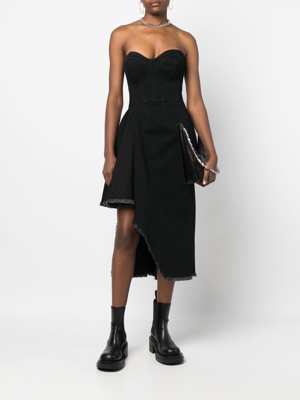 ALEXANDER MCQUEEN Asymmetric Denim Dress